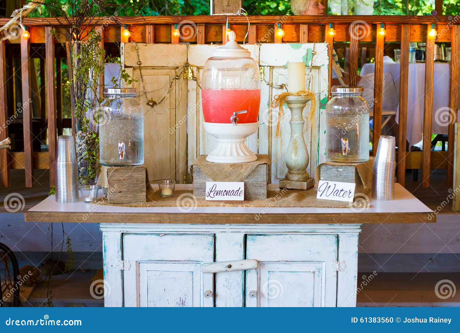 Wedding Reception Pink Lemonade Stand Stock Photo - Image of drinks ...