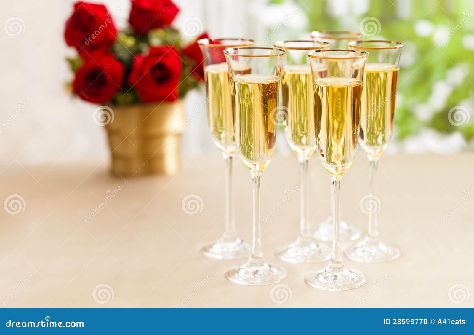 Wedding Reception Setting with Champagne Stock Photo - Image of ...