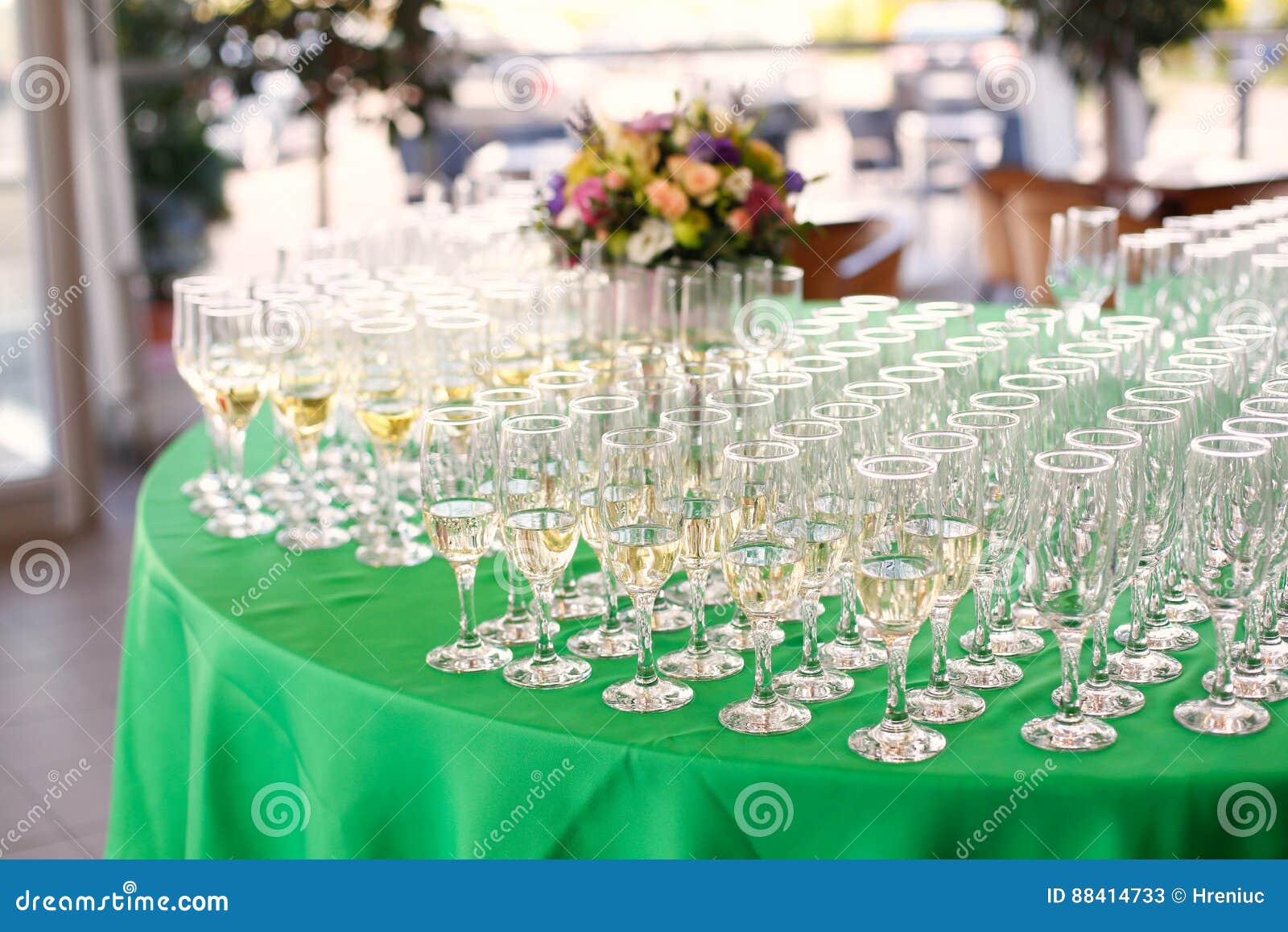 Wedding Reception Table with Champagne Glasses Stock Image - Image of ...