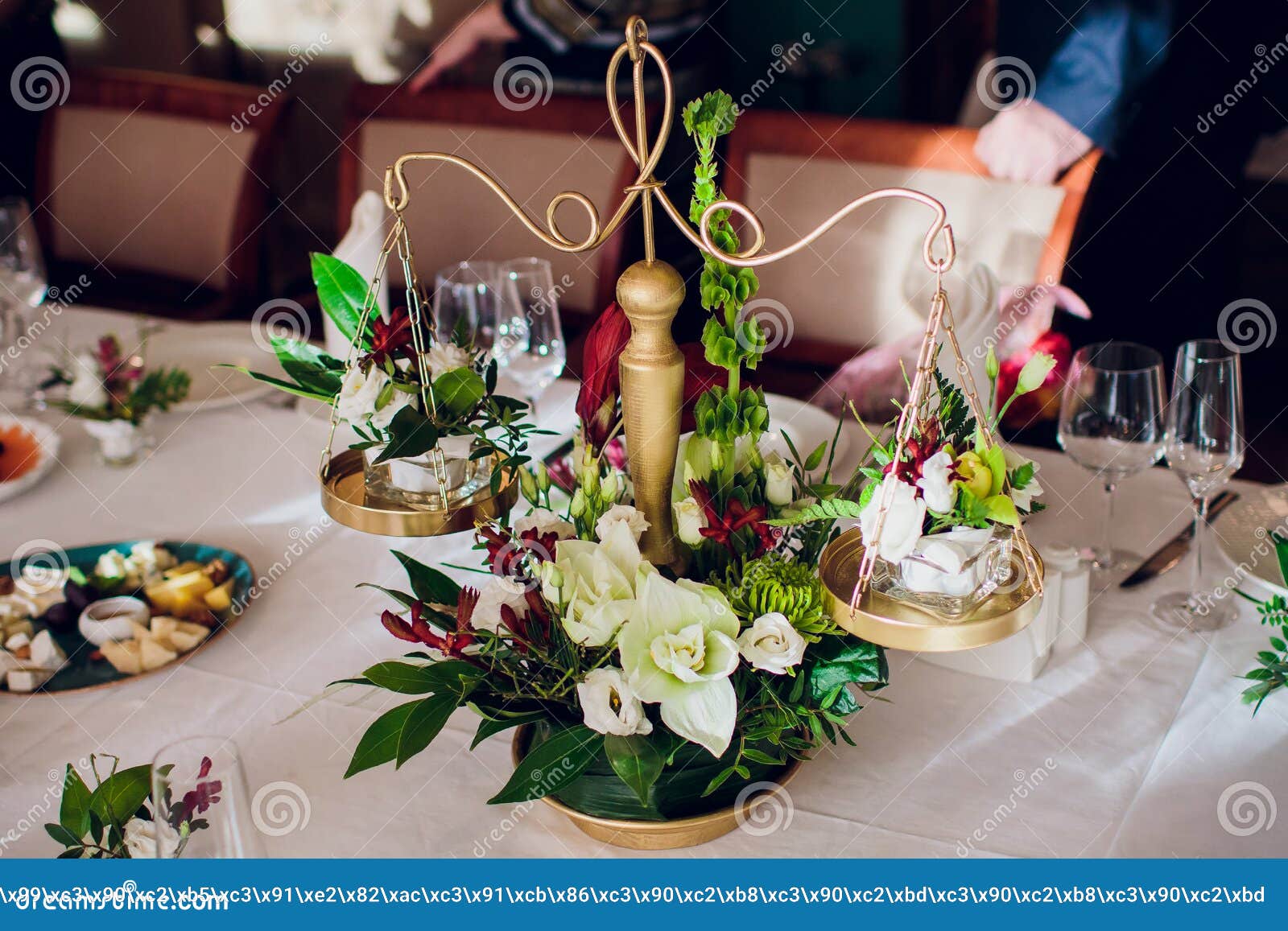 Wedding Reception Table Setting Top View Stock Photo - Image of glass ...