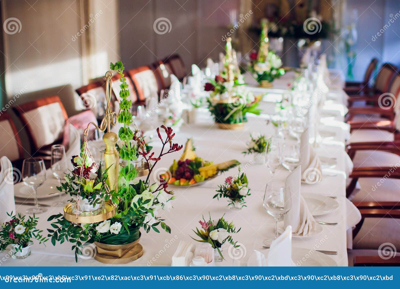 Wedding Reception Table Setting Top View Stock Photo - Image of ...