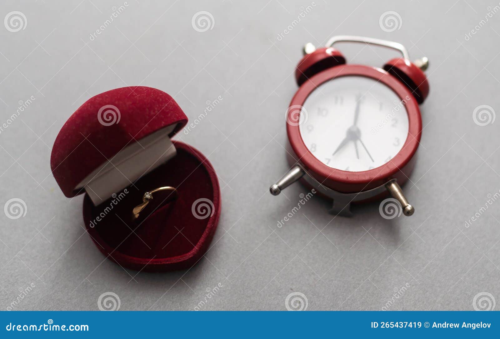 Wedding Ring, Alarm Clock Tell Time in Life. Stock Image - Image of ...