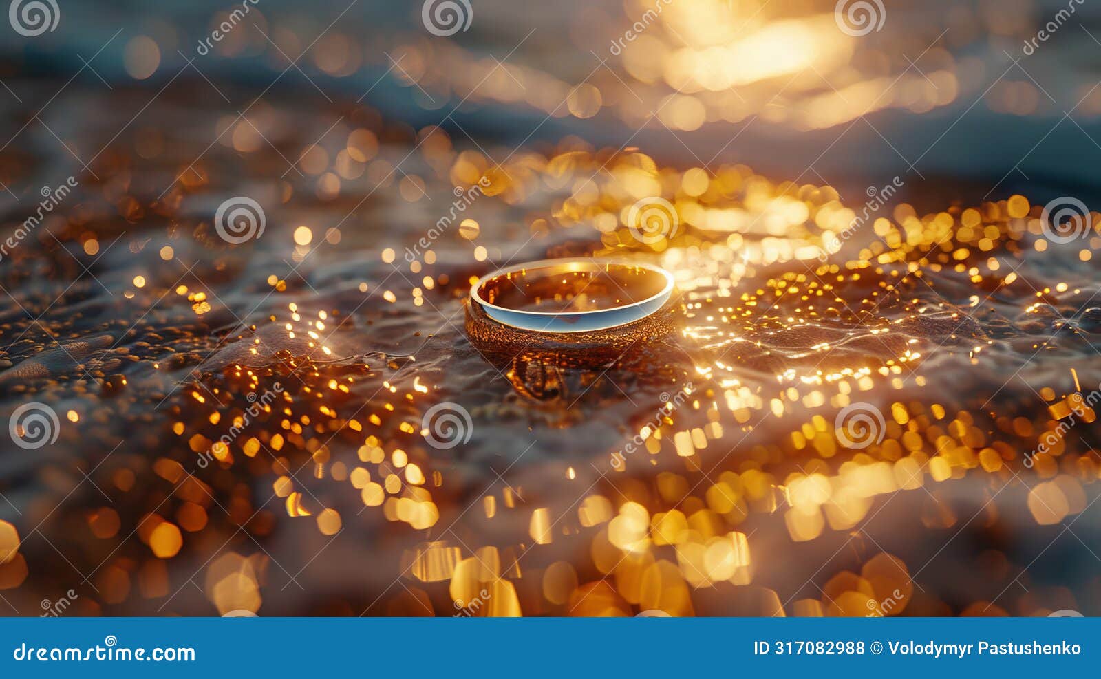 Wedding Ring on the Beach at Sunset Stock Photo - Image of wedding ...