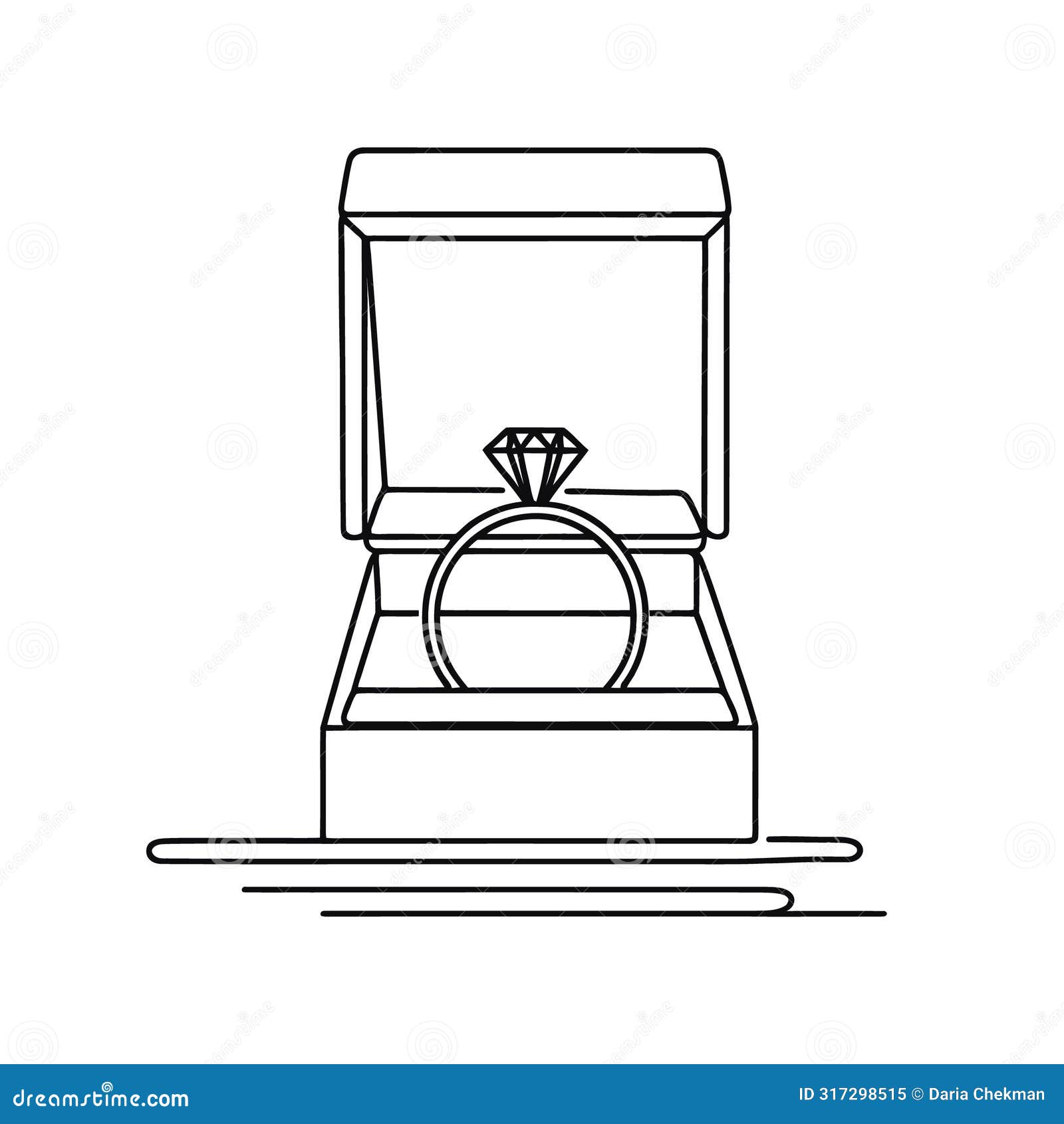 Wedding Ring in a Box, Continuous Line Drawing. One Line Art, Wedding ...