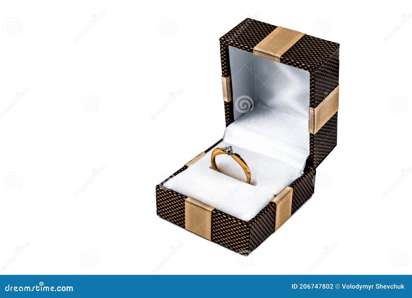 Wedding Ring in the Box on White Stock Photo - Image of open ...