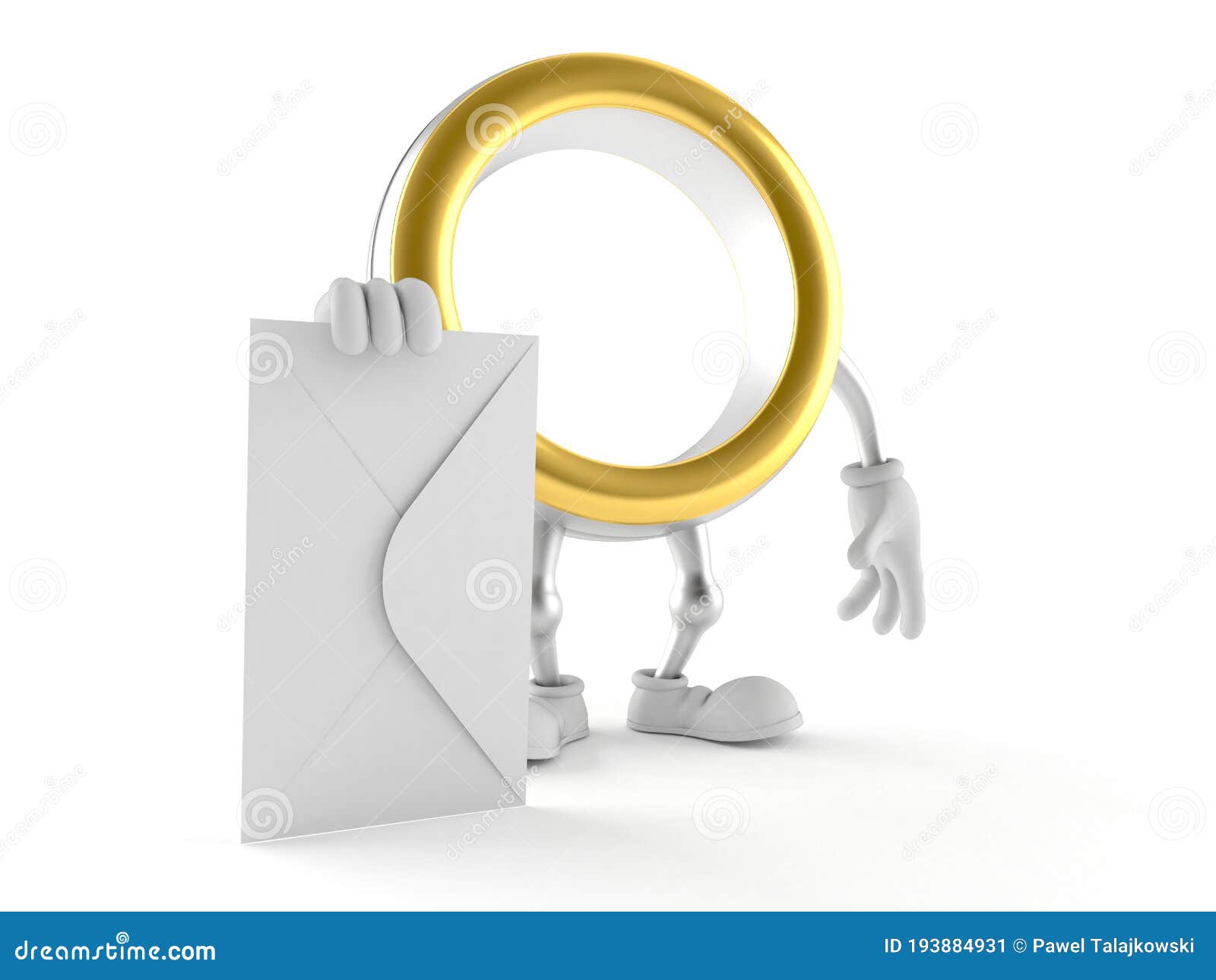 Wedding Ring Character with Envelope Stock Illustration - Illustration ...