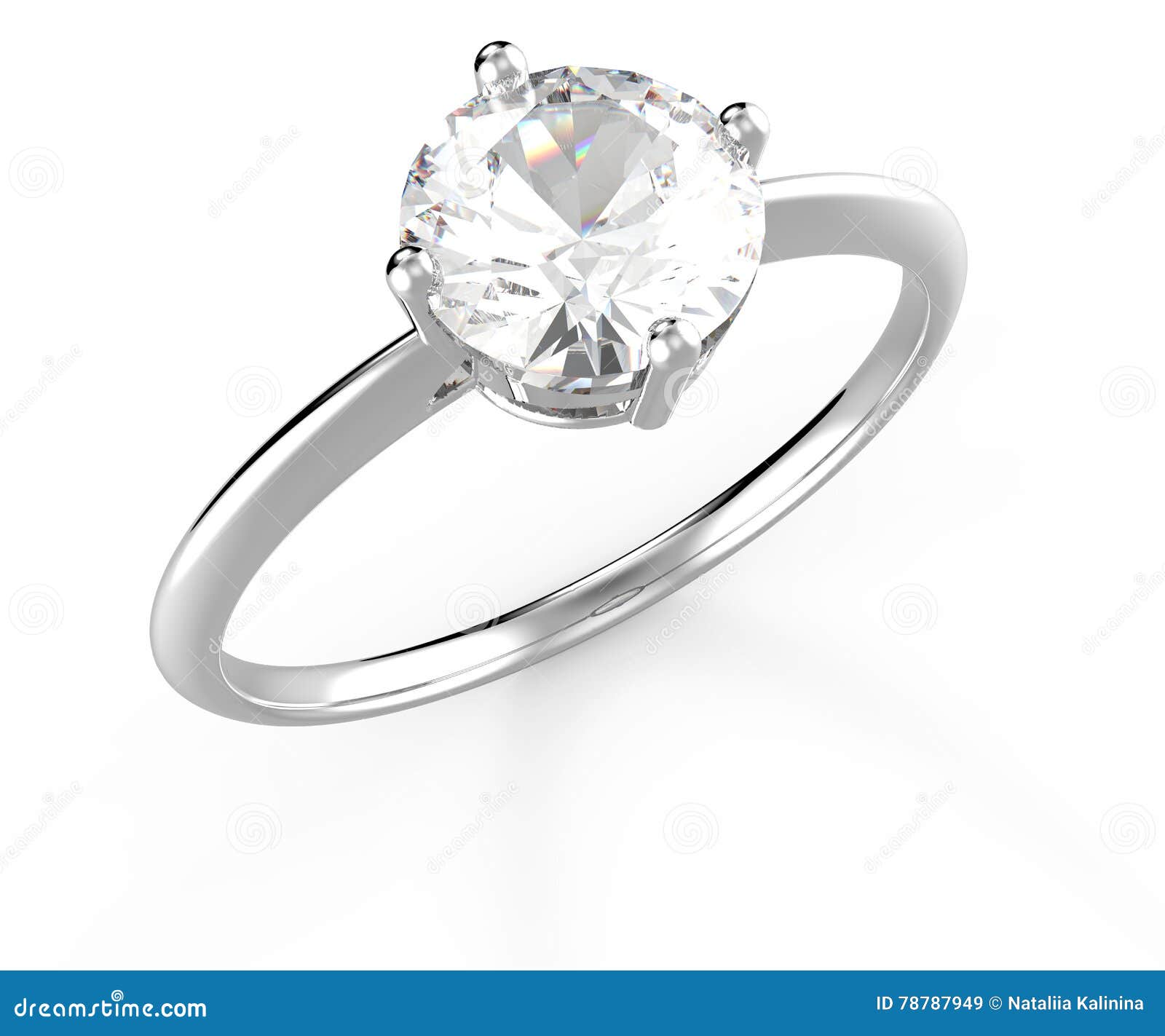 Wedding Ring with Diamond. 3D Rendering Stock Illustration ...
