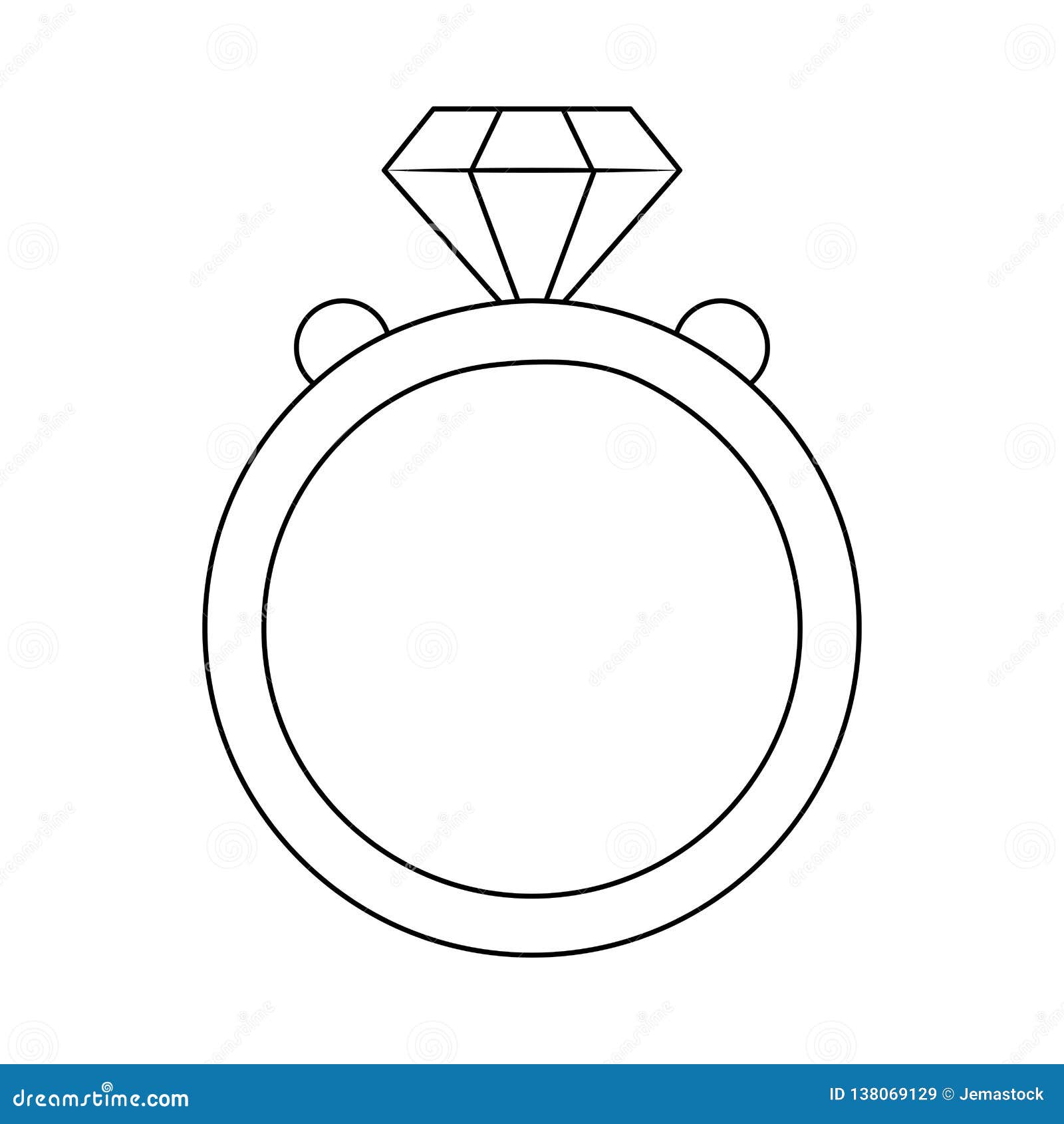 Wedding Ring with Diamond Black and White Stock Vector - Illustration ...