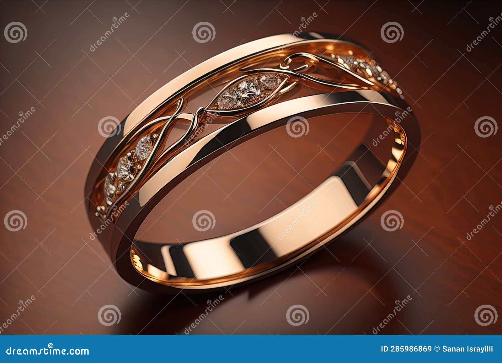 Wedding Ring with Diamonds on a Solid Color Background. Jewelry Stock ...