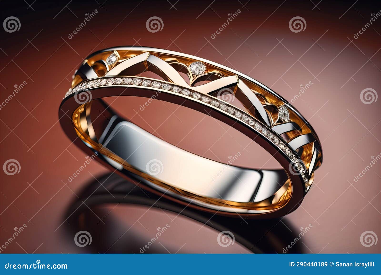 Wedding Ring with Diamonds on a Solid Color Background. Jewelry Stock ...