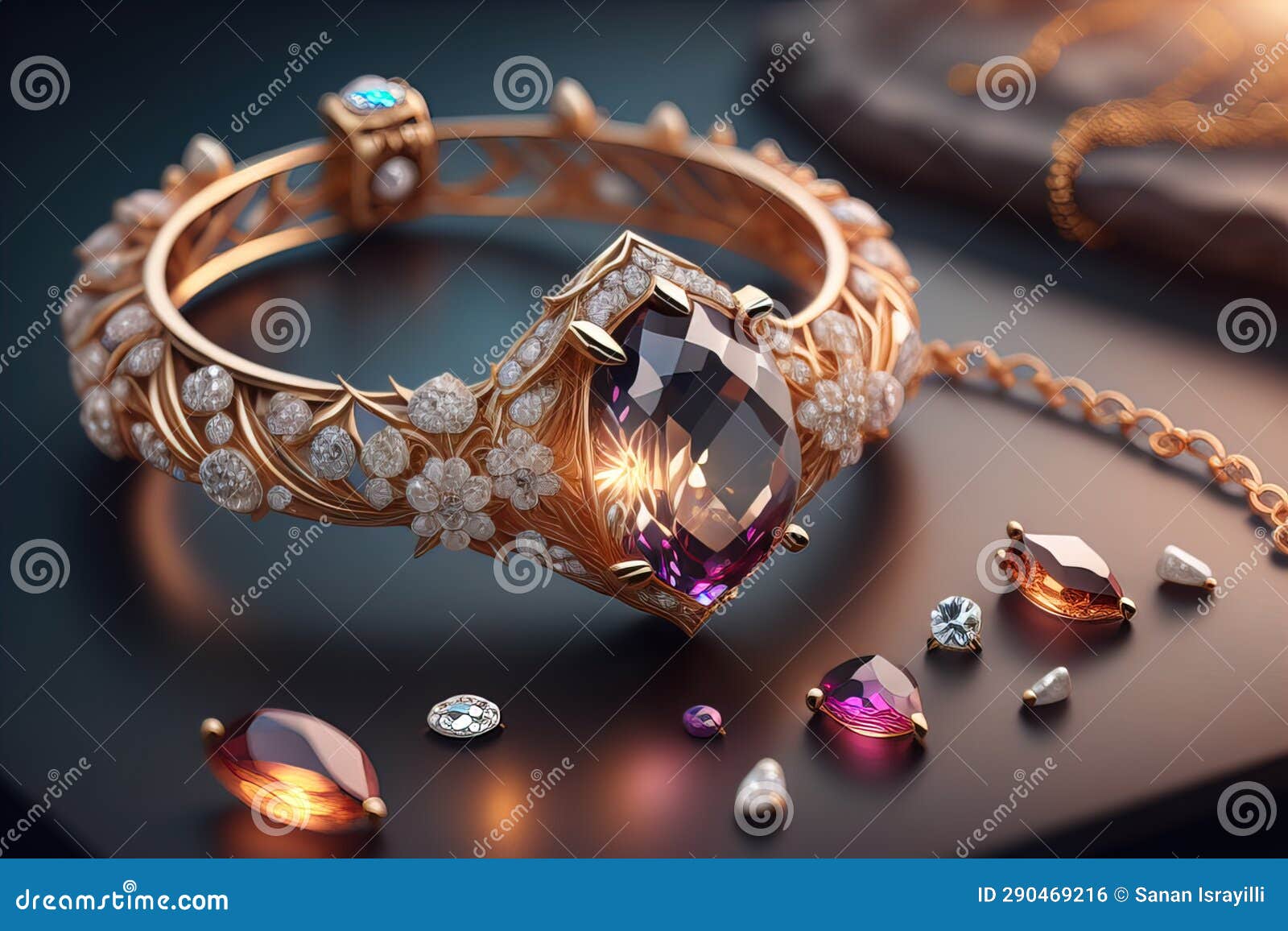 Wedding Ring with Diamonds on a Solid Color Background. Jewelry Stock ...