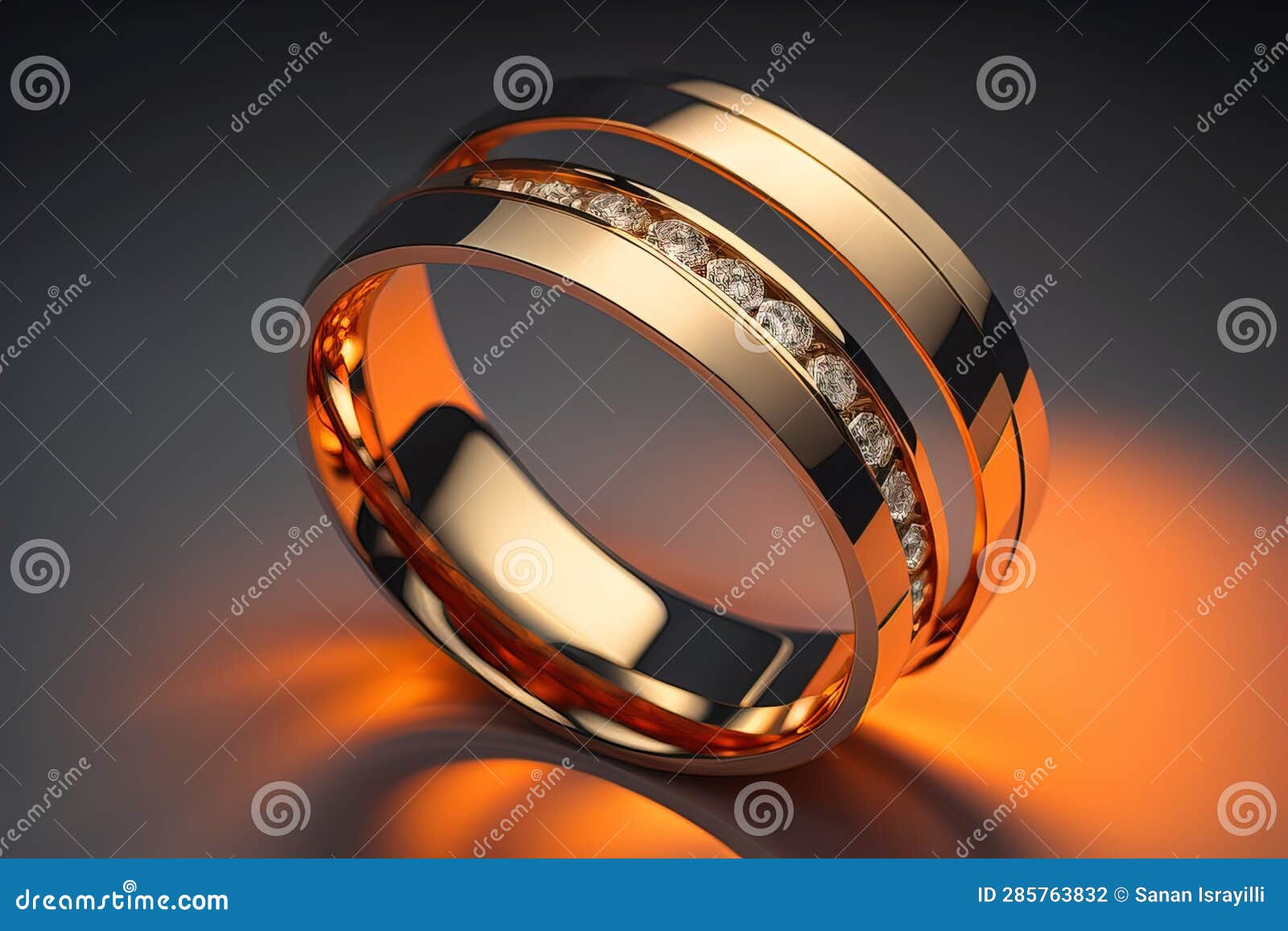 Wedding Ring with Diamonds on a Solid Color Background. Jewelry Stock ...