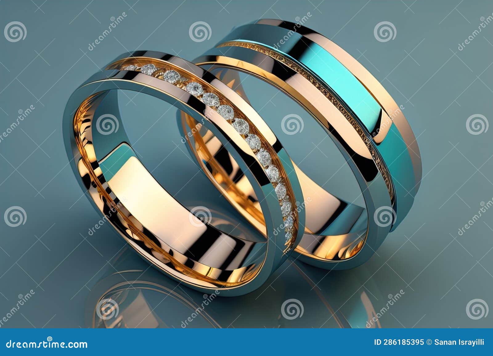 Wedding Ring with Diamonds on a Solid Color Background. Jewelry Stock ...