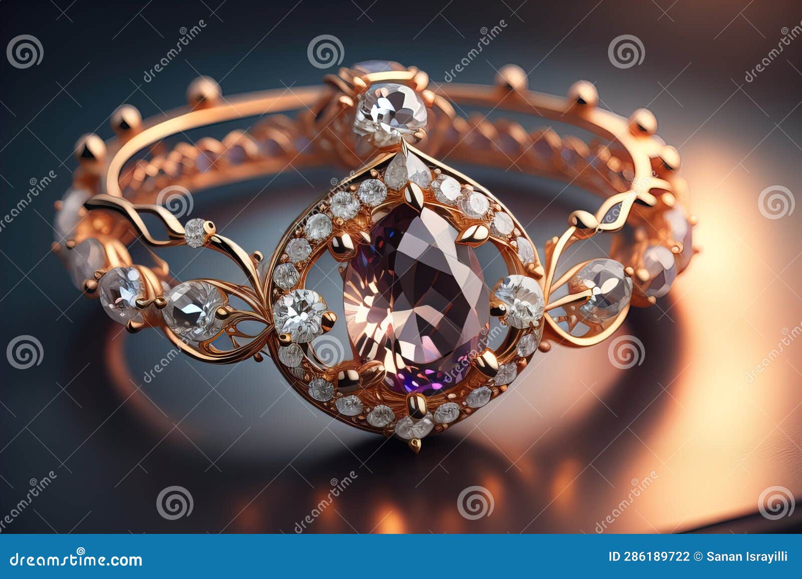 Wedding Ring with Diamonds on a Solid Color Background. Jewelry Stock ...