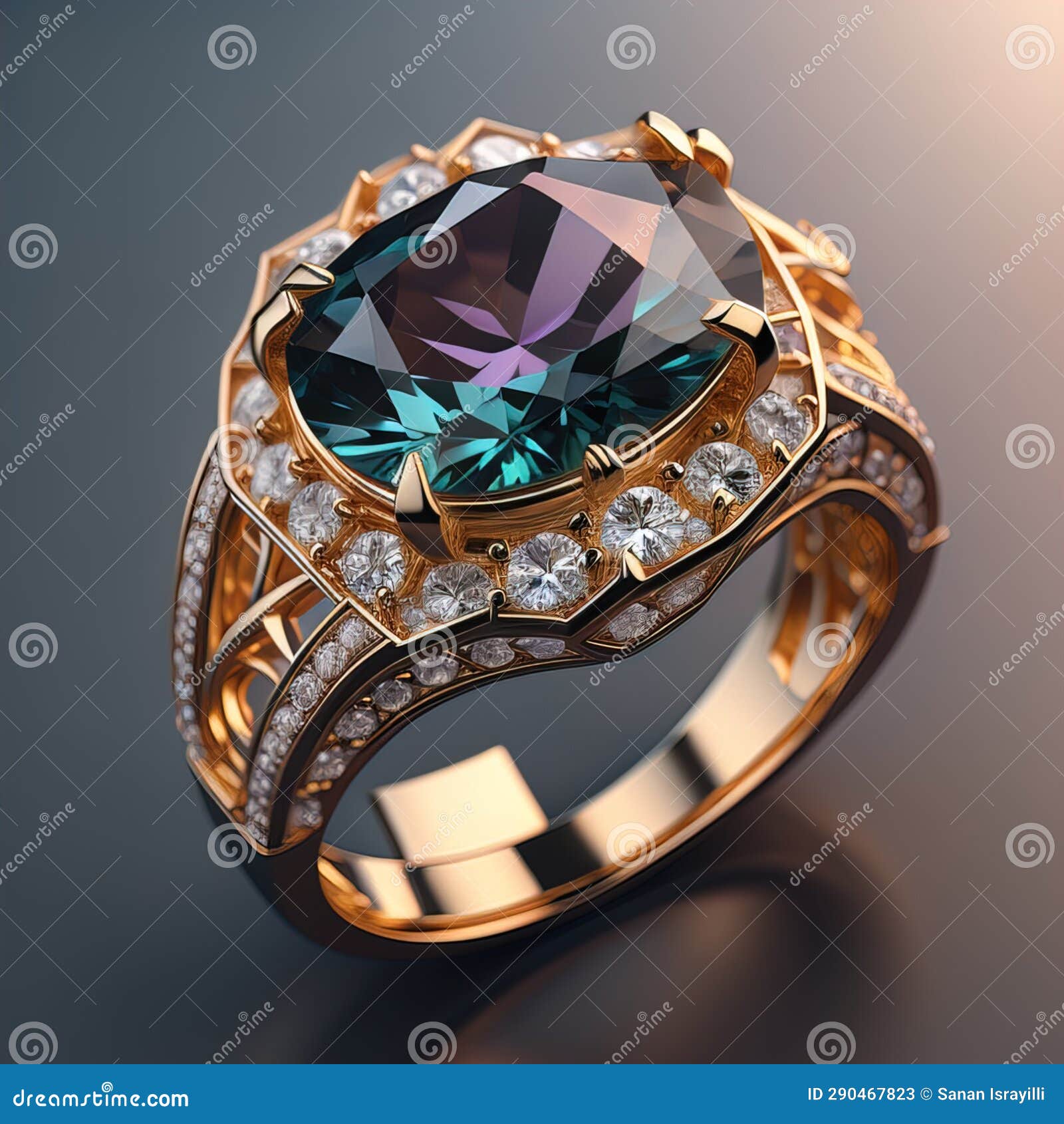 Wedding Ring with Diamonds on a Solid Color Background. Jewelry Stock ...