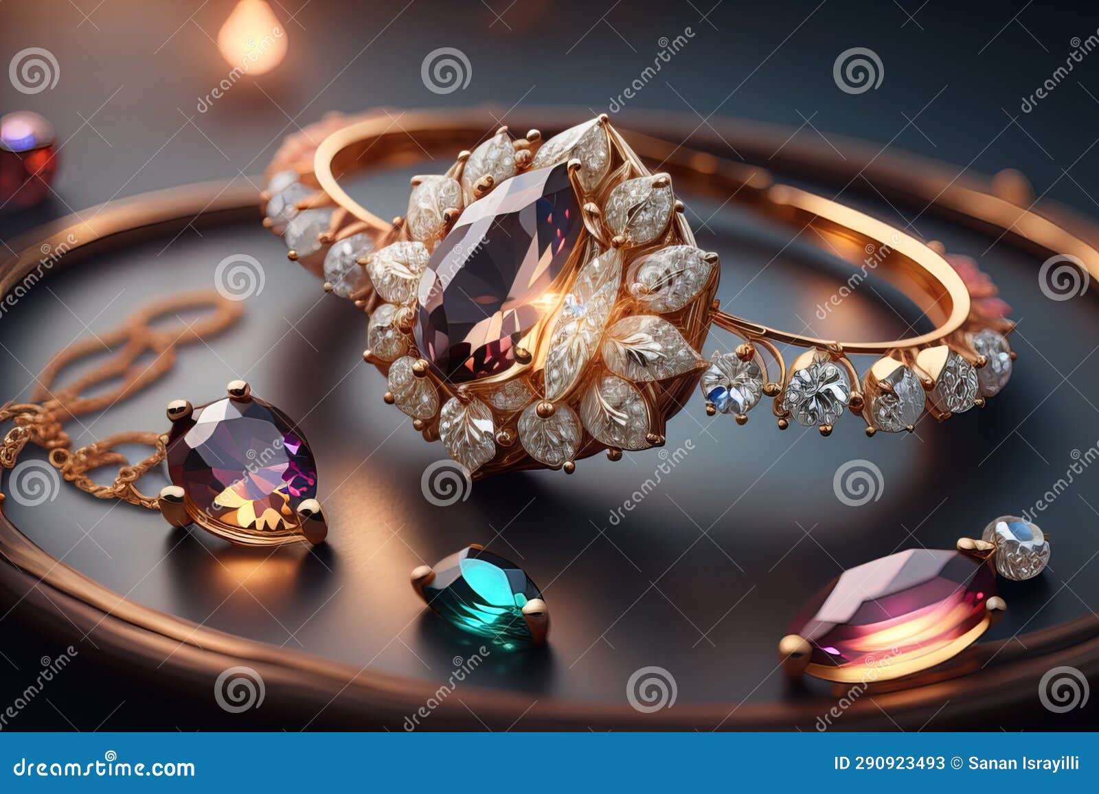 Wedding Ring with Diamonds on a Solid Color Background. Jewelry Stock ...