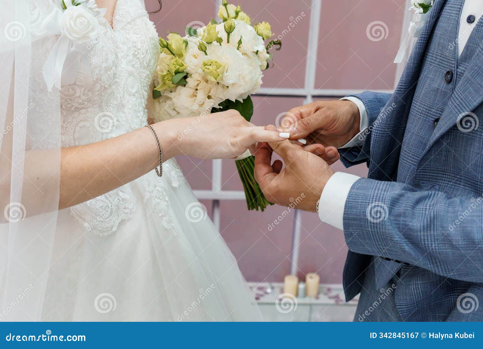 Wedding Ring Exchange during Ceremony Stock Image - Image of commitment ...