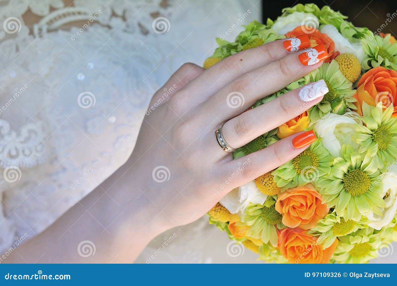 Wedding Ring on the Finger of the Bride. Stock Photo - Image of married ...