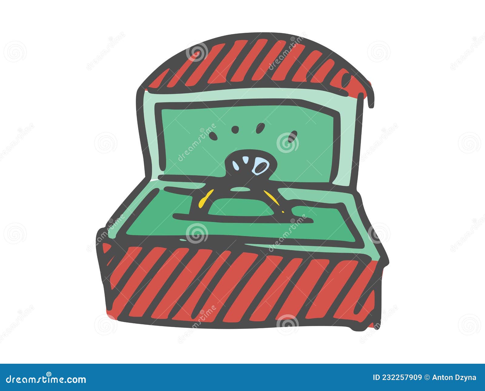 Wedding Ring in a Gift Box Doodle Drawing. Sketch Stock Vector ...