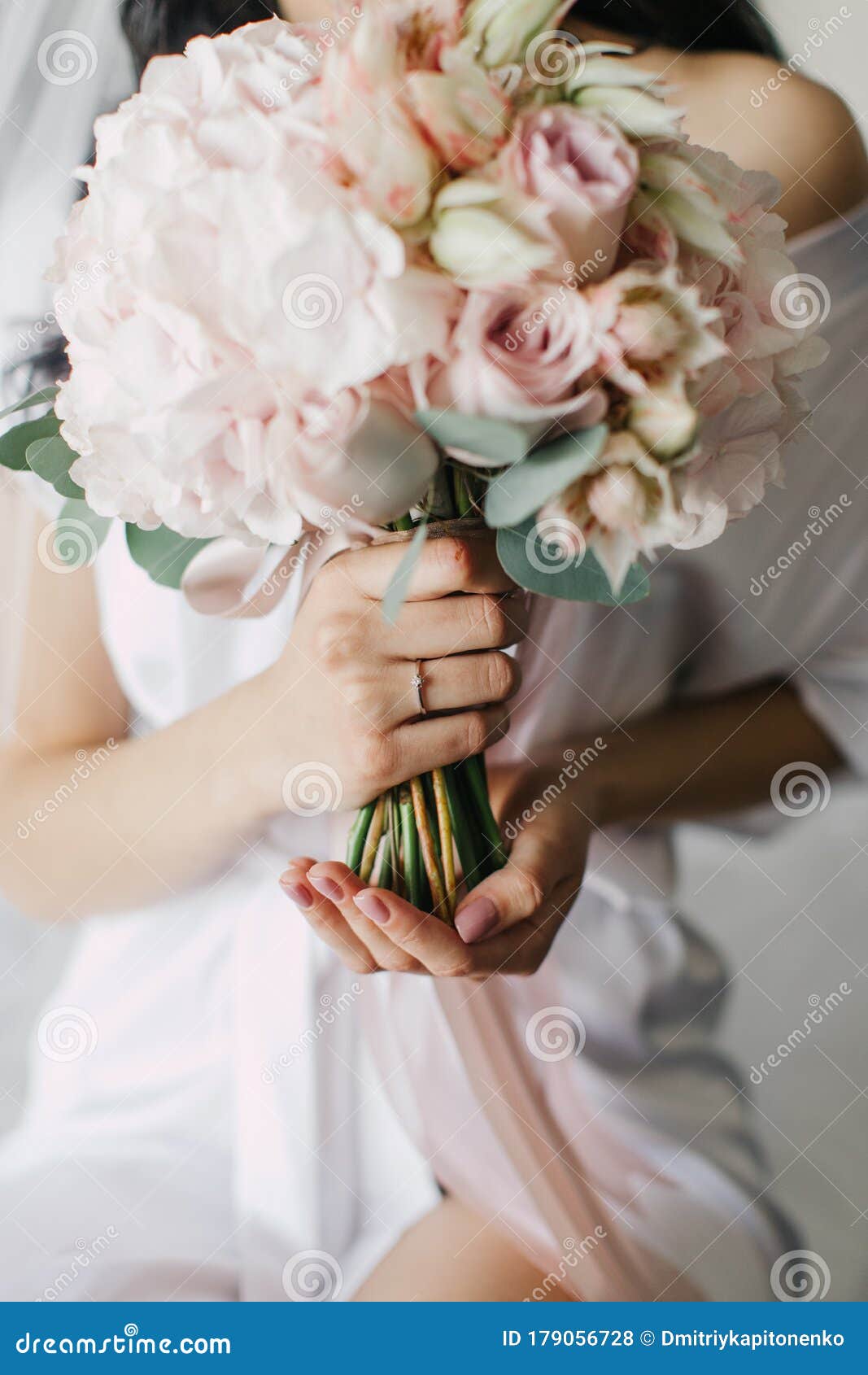 Wedding Ring on the Hand of the Bride Stock Photo - Image of person ...