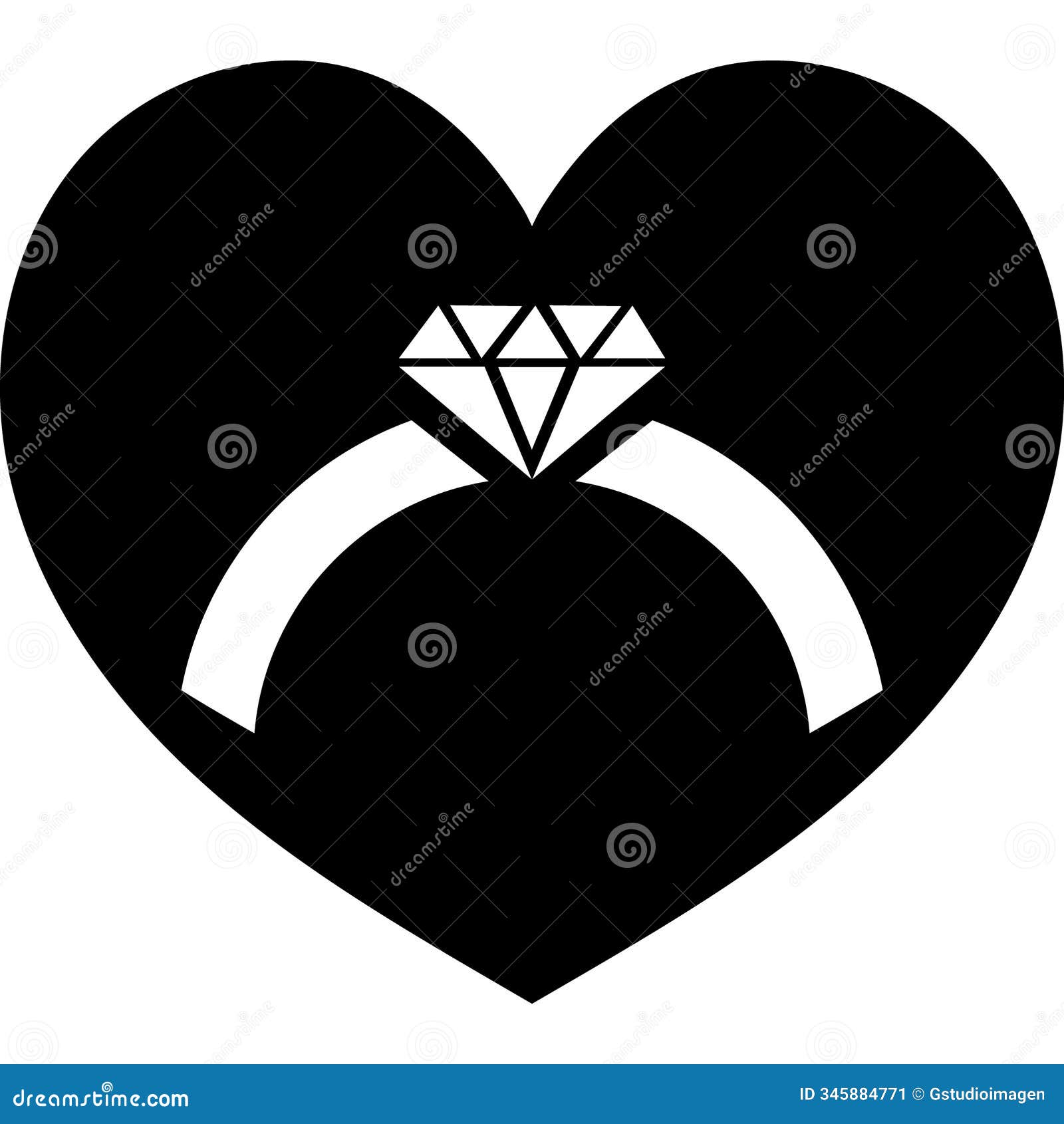 Wedding ring on a heart stock illustration. Illustration of jewelry ...