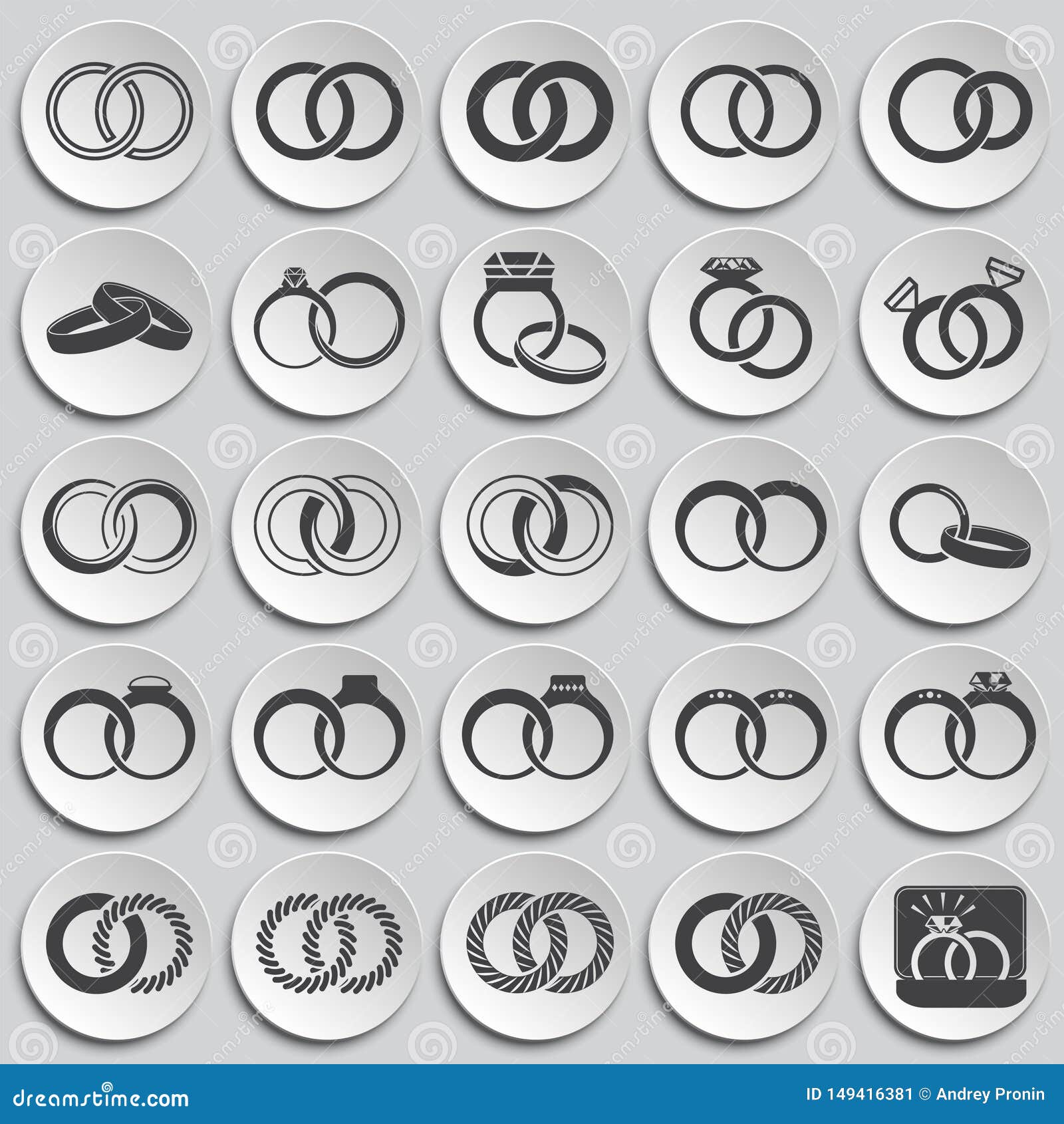 Wedding Ring Icons Set on Background for Graphic and Web Design. Simple ...