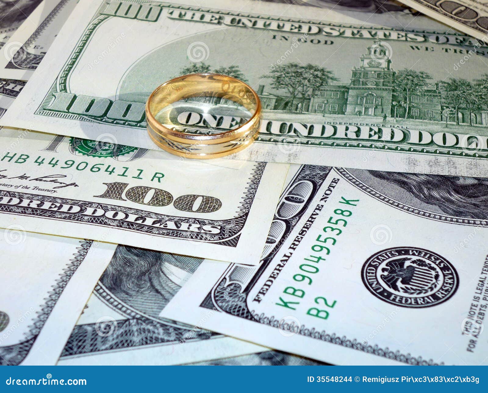 Wedding ring on the money stock photo. Image of growing - 35548244