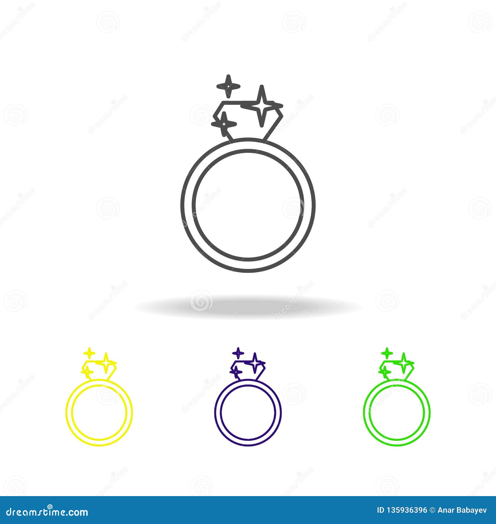 Wedding Ring Multicolored Icon. Element of Wedding, Thin Line ...