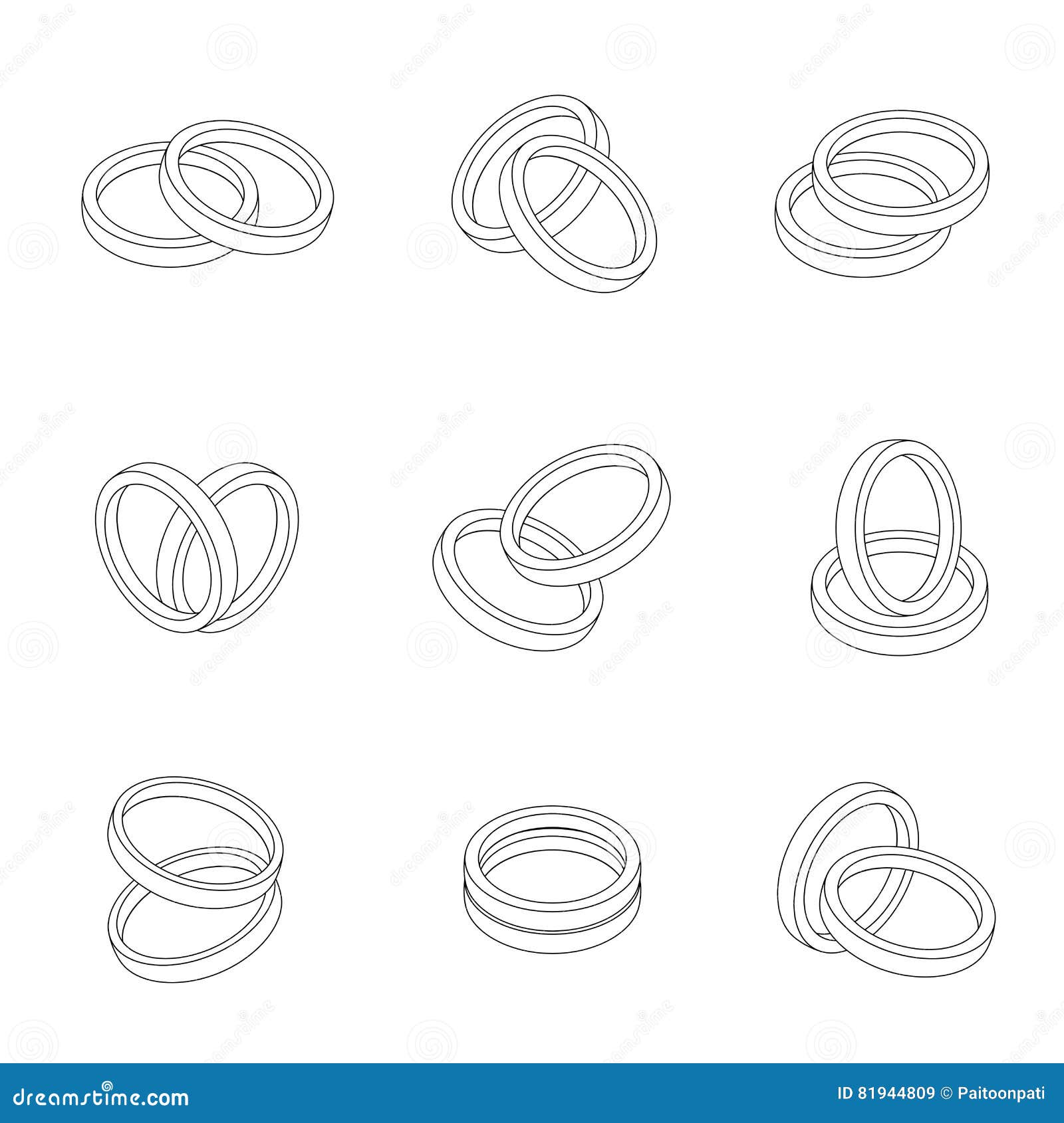 Wedding Ring Outline Flat Style Compose Design Illustration Stock ...