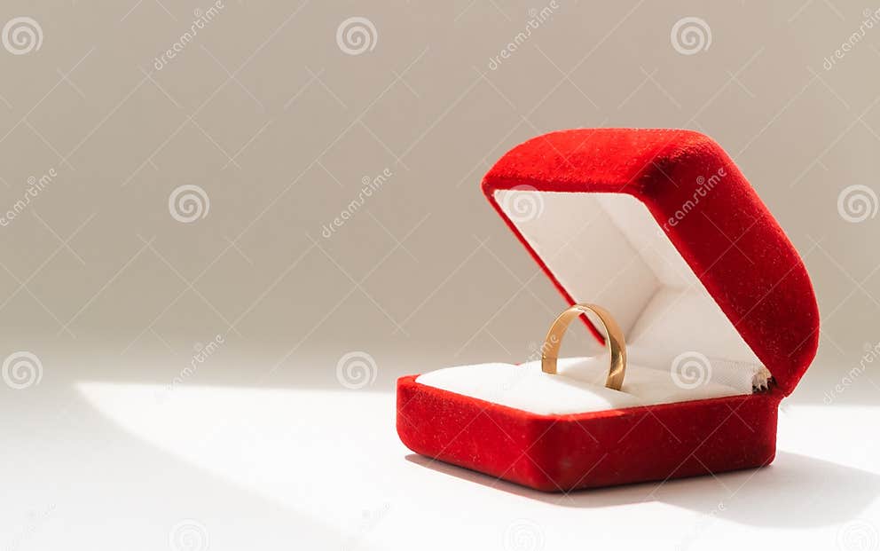 Wedding ring in a red box stock photo. Image of macro - 248588192