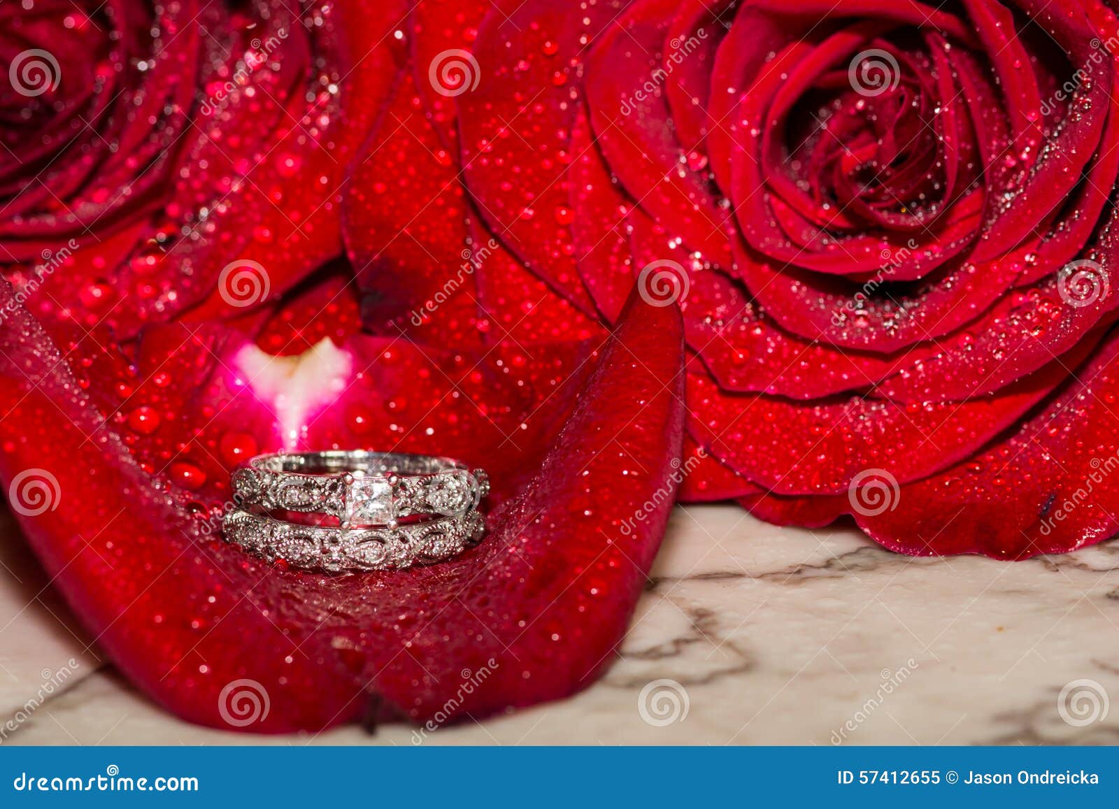 Wedding Ring and Red Roses stock image. Image of lifelong - 57412655