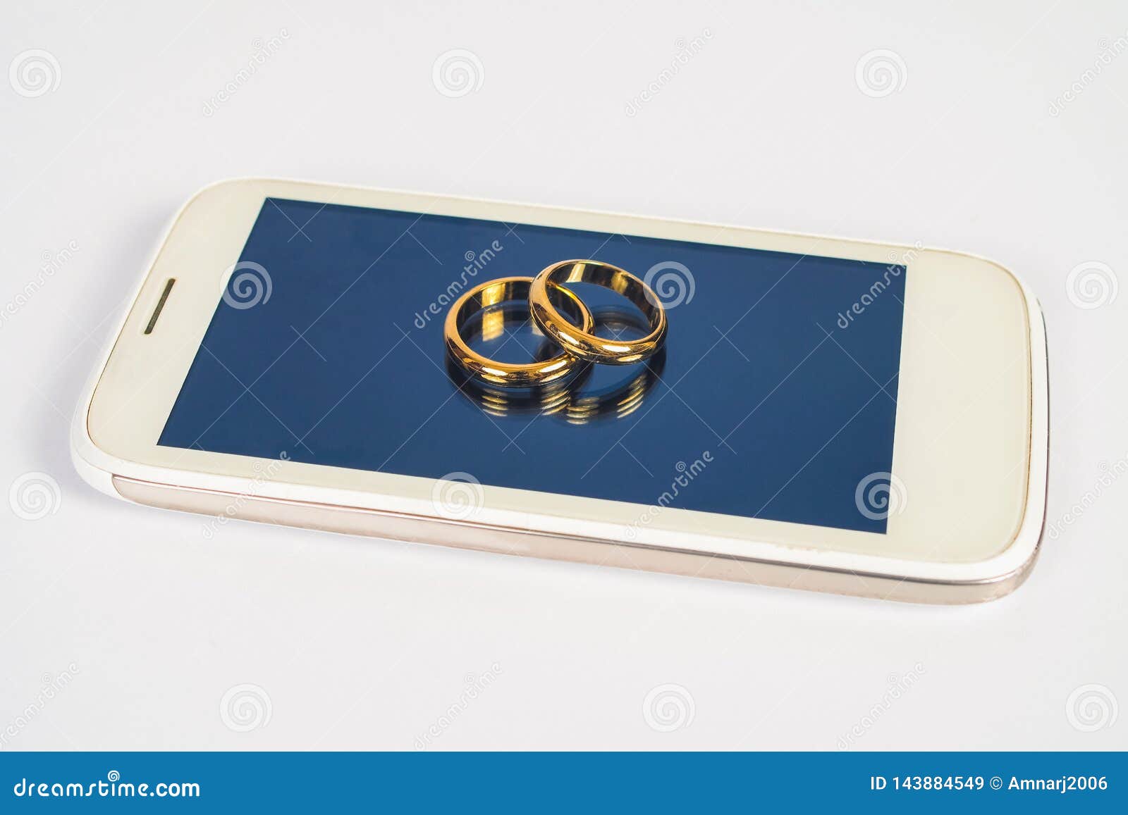 Wedding Ring on Screen of Smart Phone Love Stock Image - Image of ...