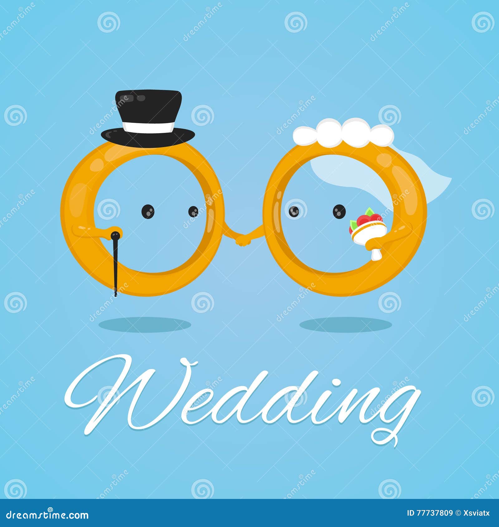 Wedding Ring Vector Flat Design Illustration Character. Bride and Groom ...