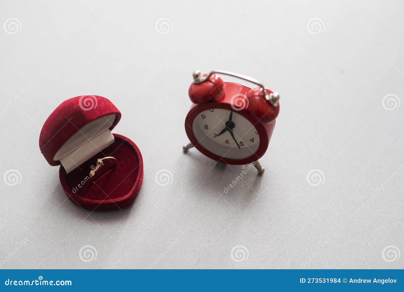Wedding Rings and Alarm Clock, Wedding Time Concept. Stock Photo ...