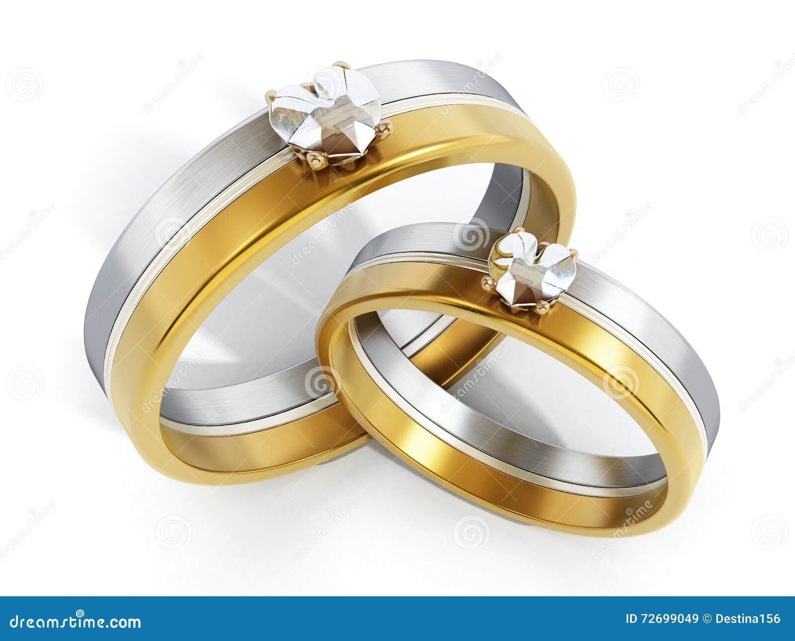 Wedding Rings Attached Together. 3D Illustration Stock Illustration ...