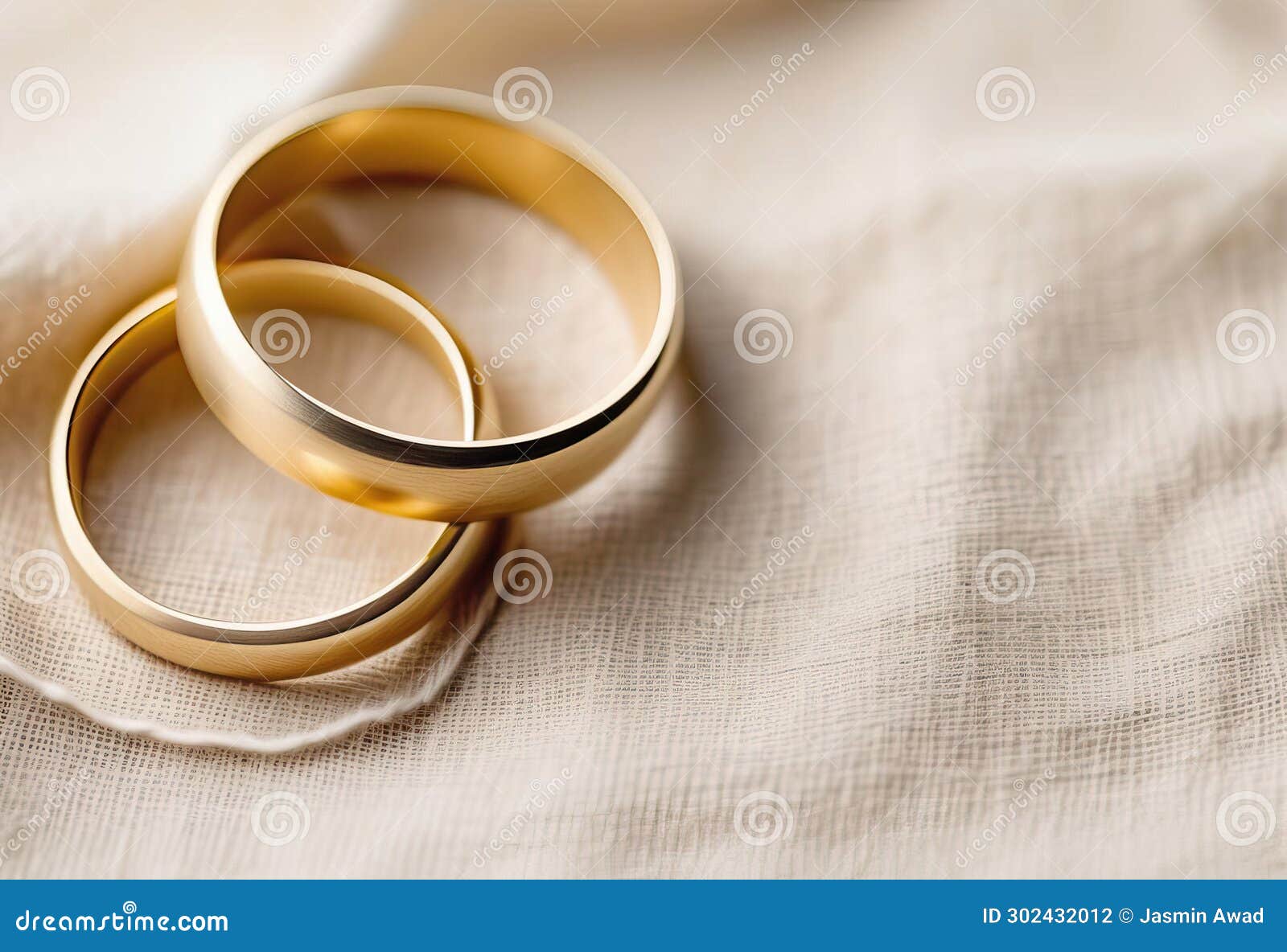 Wedding Rings on Beige Fabric with Copy Space Stock Illustration ...