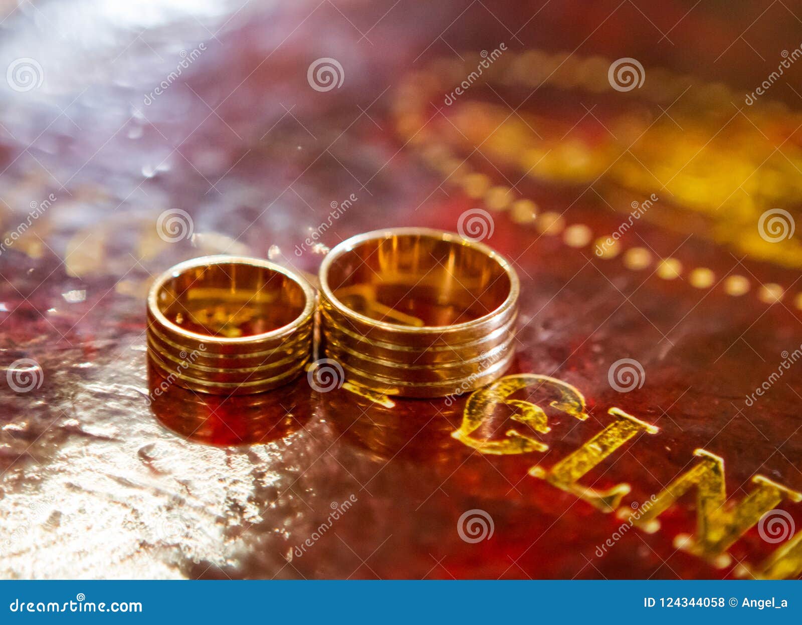 Wedding Rings on Bible, on Church Altar Stock Photo - Image of husband ...