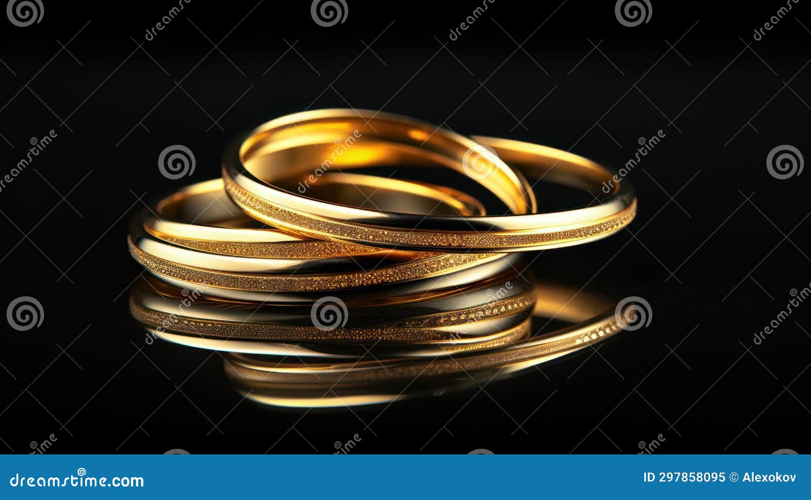 Wedding Rings on a Black Background. 3d Illustration Stock Illustration ...
