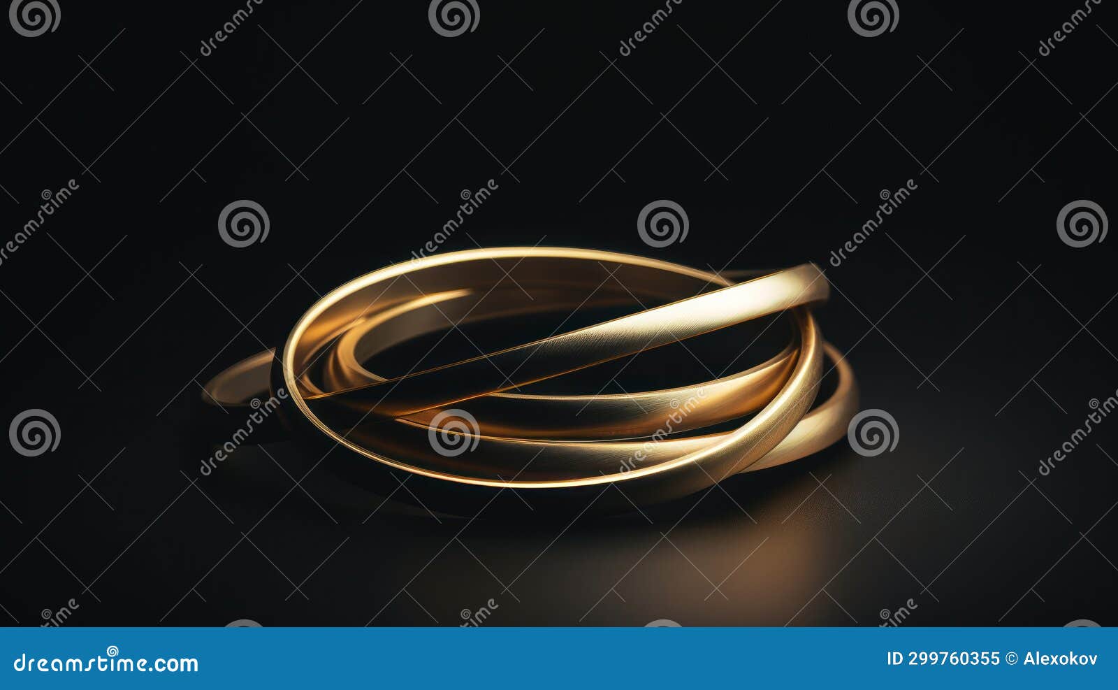 Wedding Rings on a Black Background. 3D Rendering Stock Illustration ...