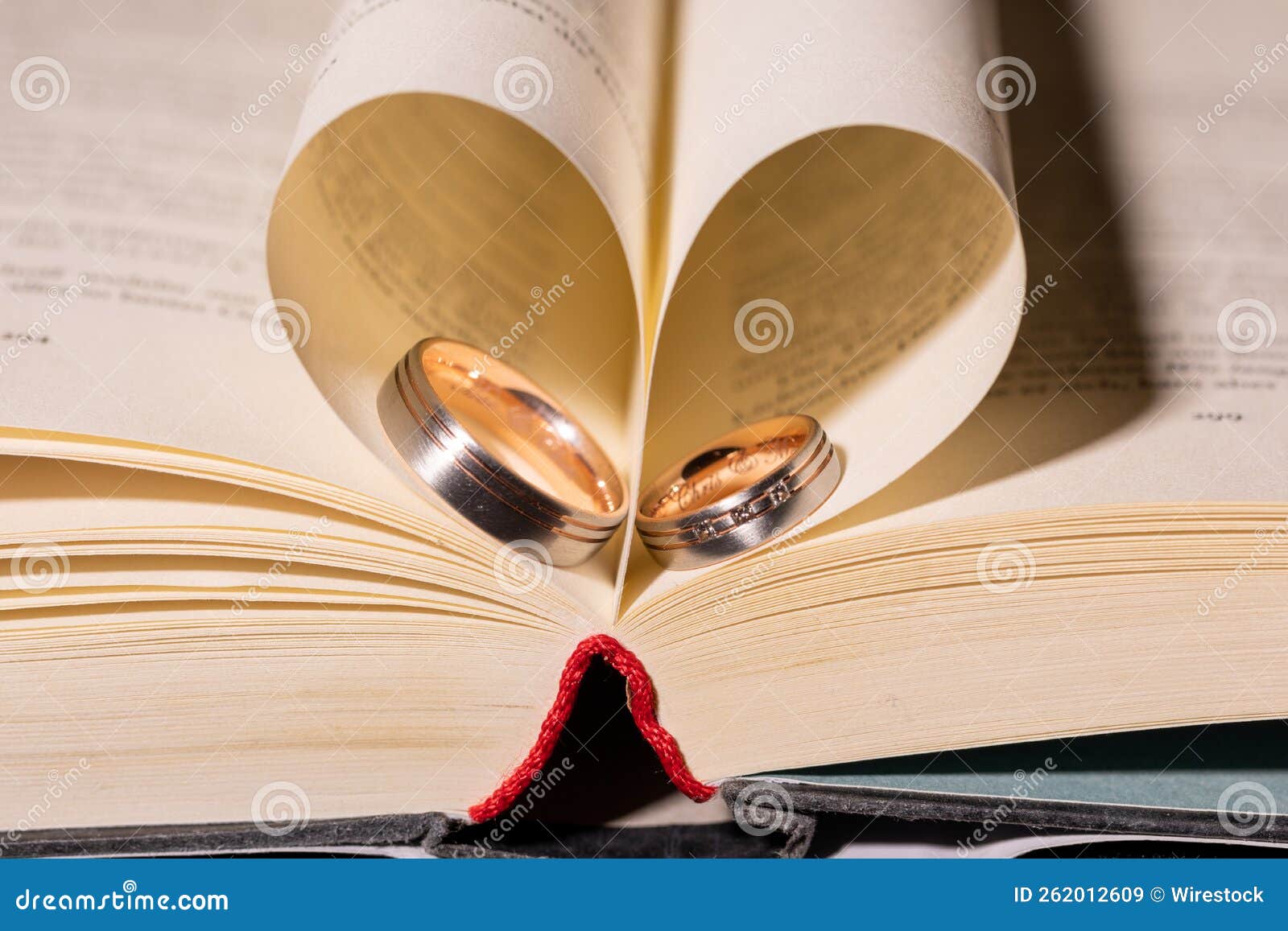 Closeup Shot of Weddings Rings between the Pages of a Book Stock Image ...