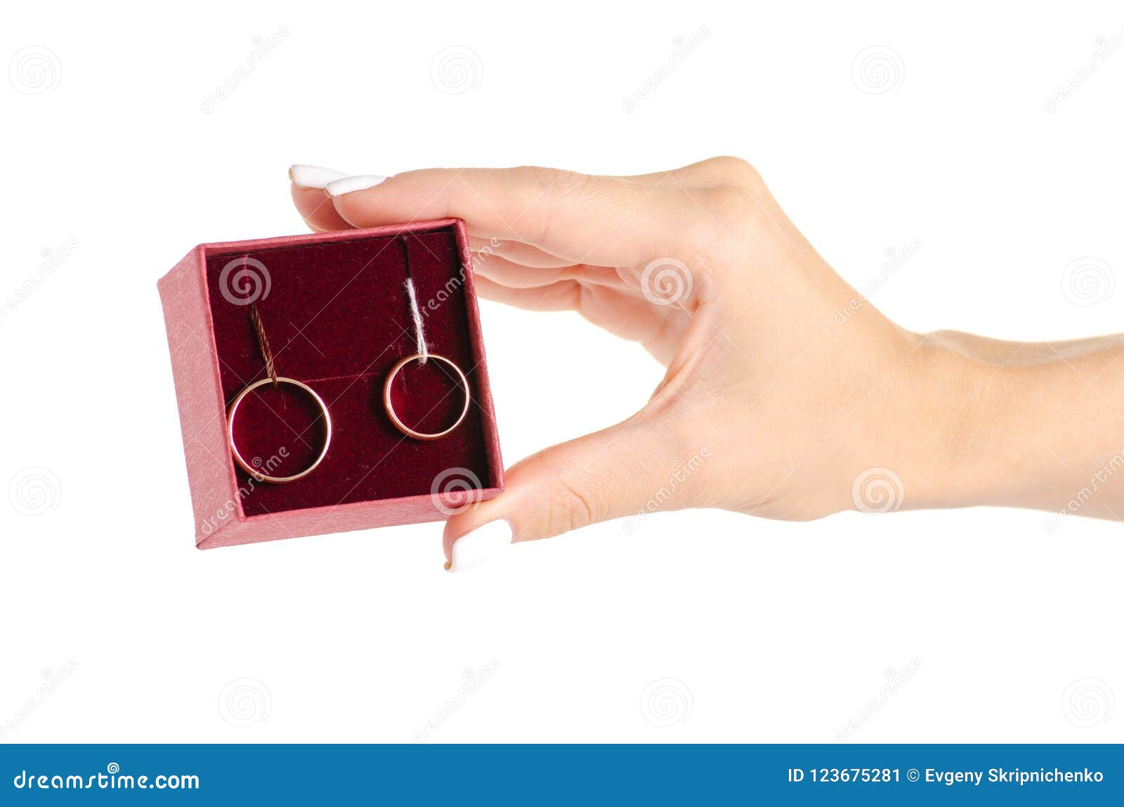 Wedding Rings in a Box in Hand Stock Image - Image of objects, macro ...