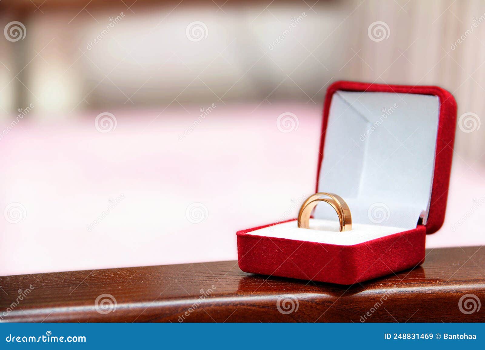 Wedding Rings in a Box, Wedding Props, Red Box with a Ring Stock Image ...