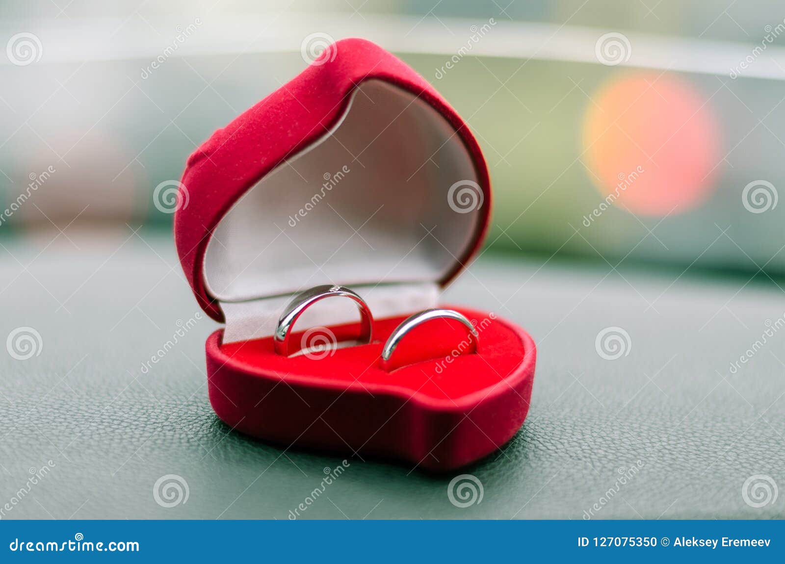 Wedding Rings in a Box in the Shape of a Heart Stock Photo - Image of ...