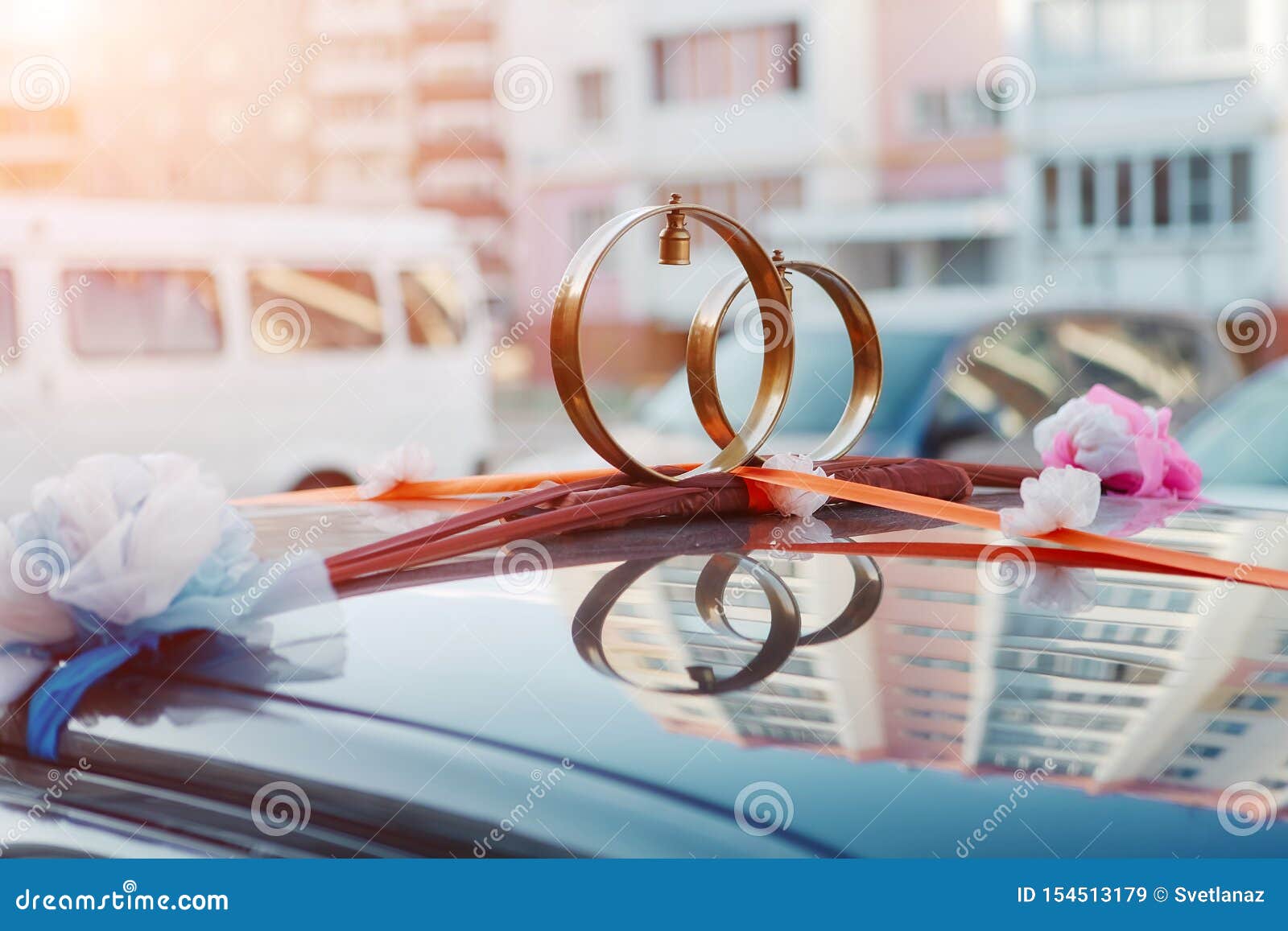 Wedding rings on the car stock image. Image of holiday - 154513179