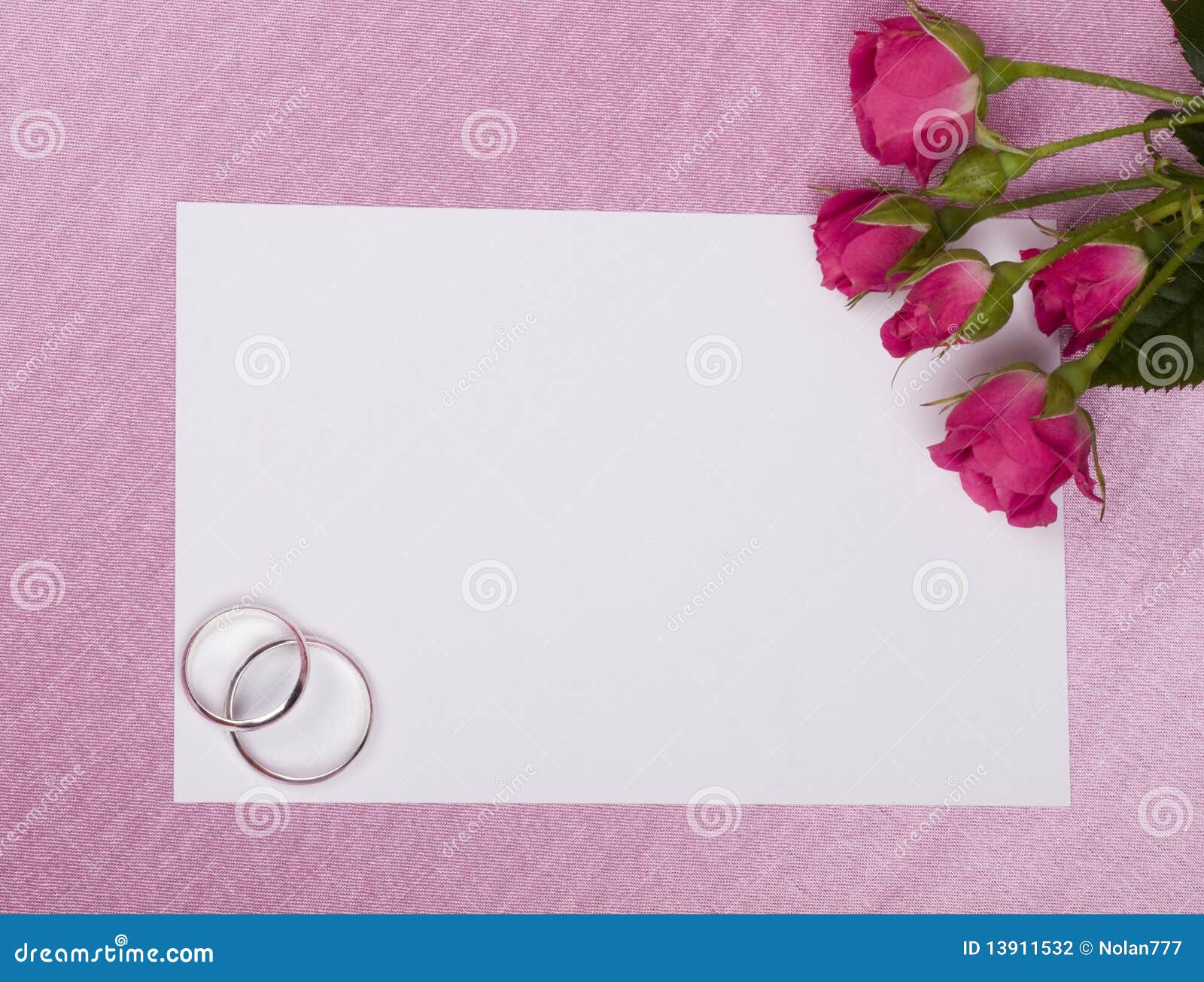 Wedding Rings, Card and Roses Stock Photo - Image of rose, place: 13911532