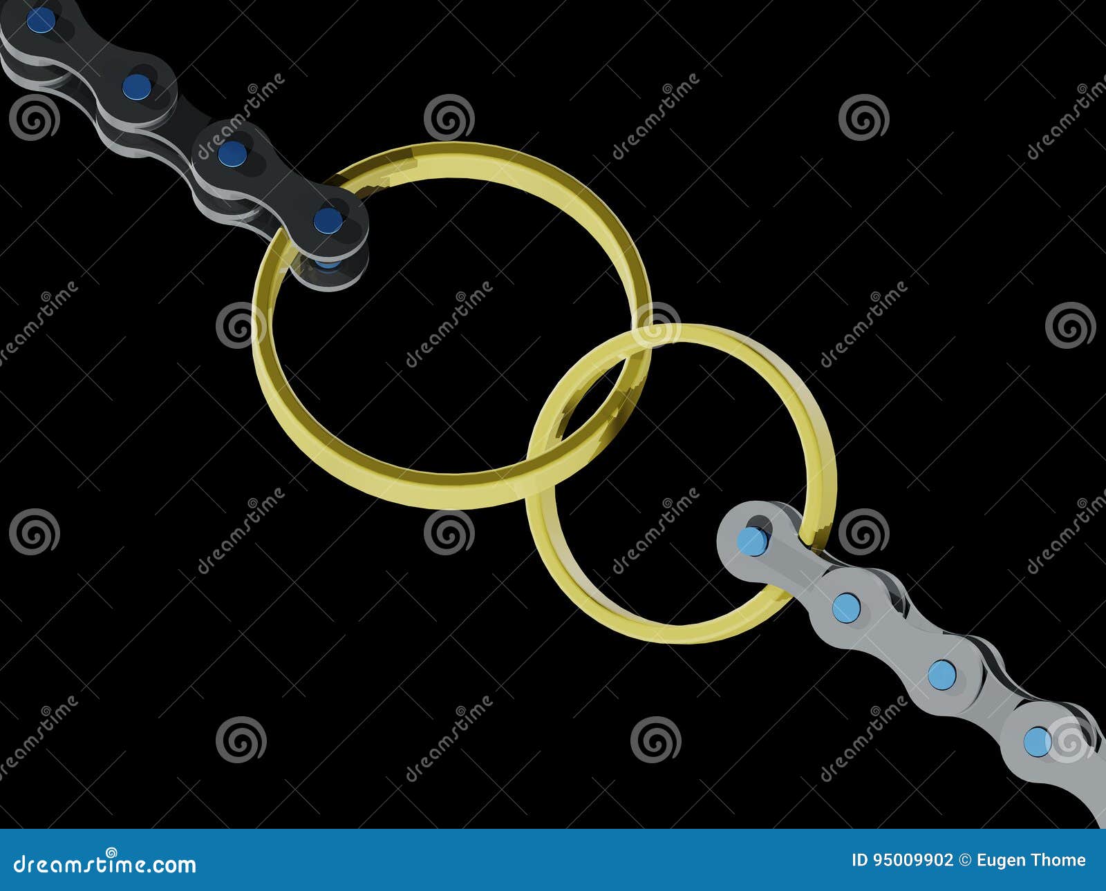 Wedding Rings Chained with Bicycle Chain Stock Illustration ...