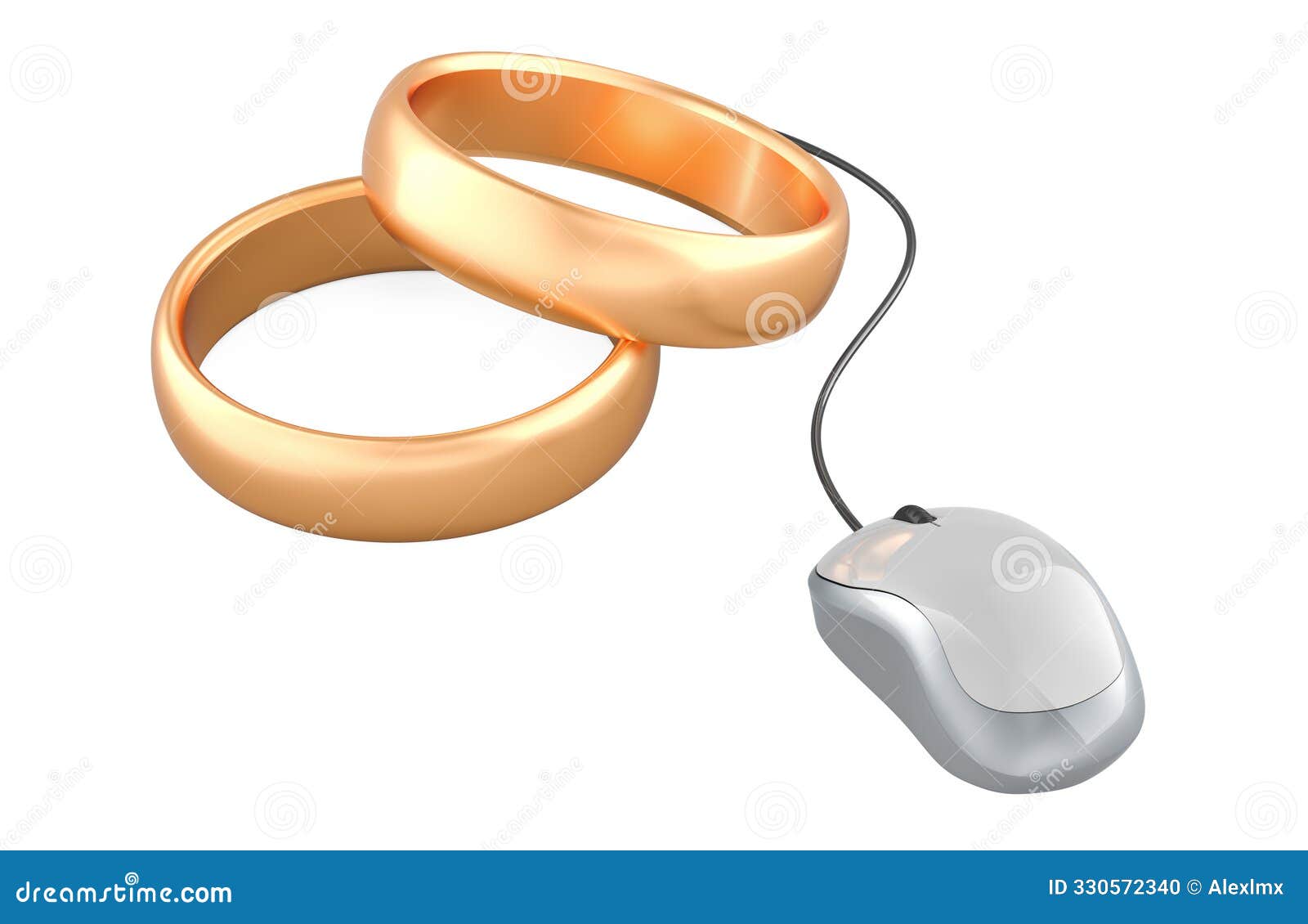 Wedding Rings with Computer Mouse. Online Marriage Service, Wedding ...