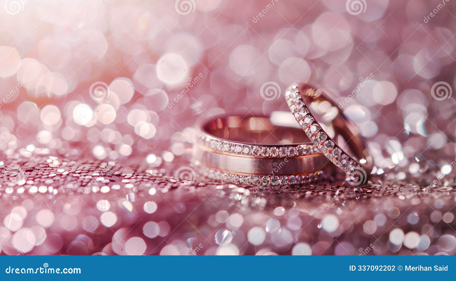 Wedding Rings in the Corner on a Sparkling Glitter Background Stock ...