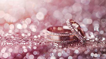 Wedding Rings in the Corner on a Sparkling Glitter Background Stock ...
