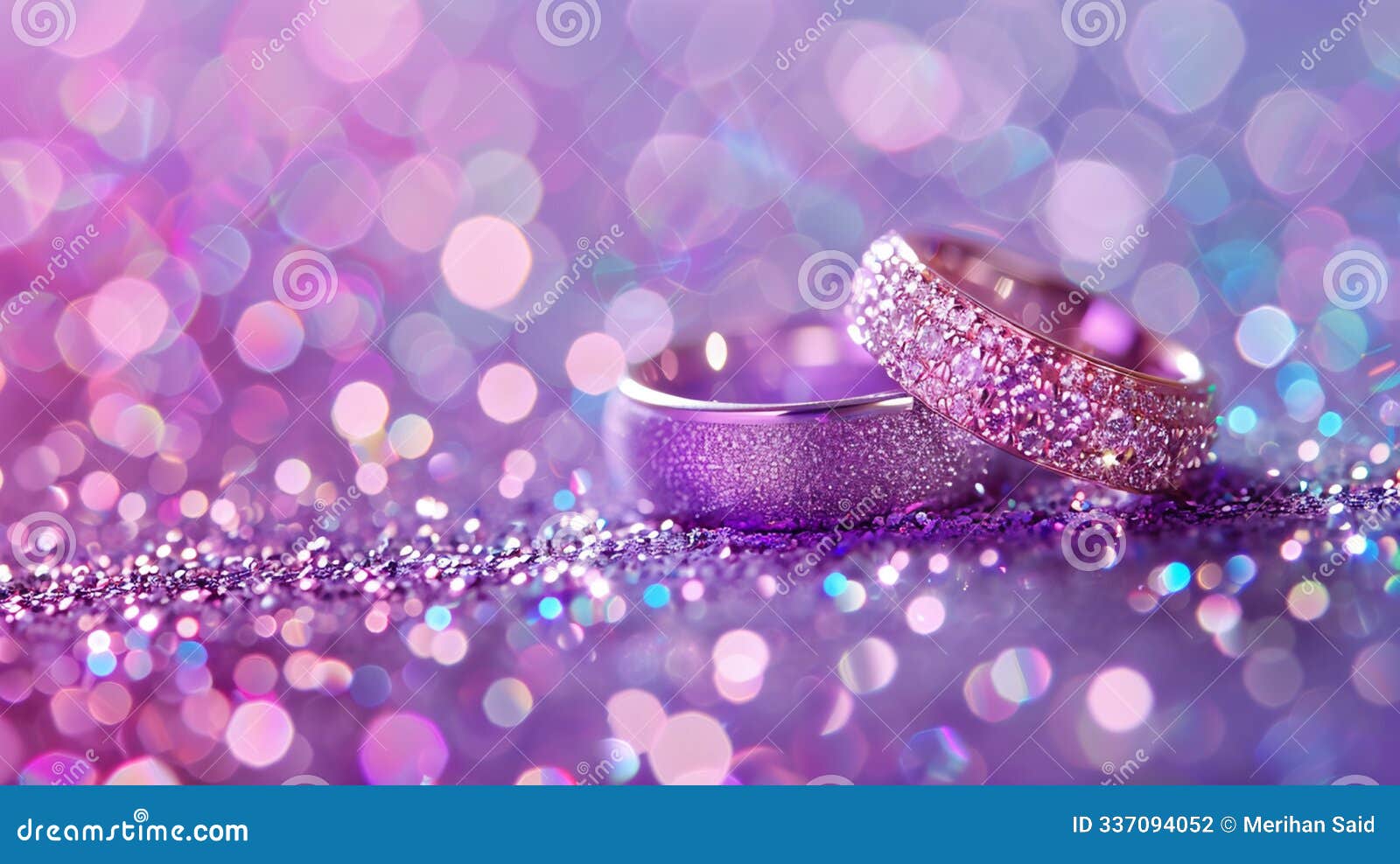 Wedding Rings in the Corner on a Sparkling Glitter Background Stock ...